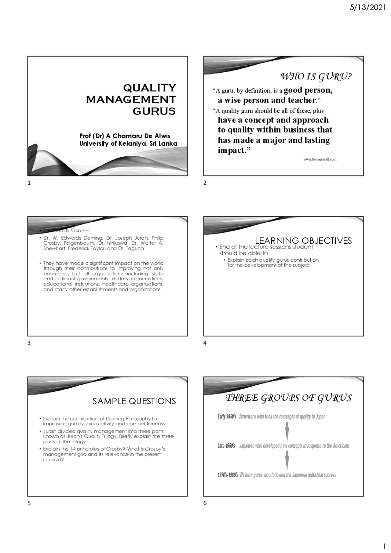 Quality Guru - Study Materials - Docsity