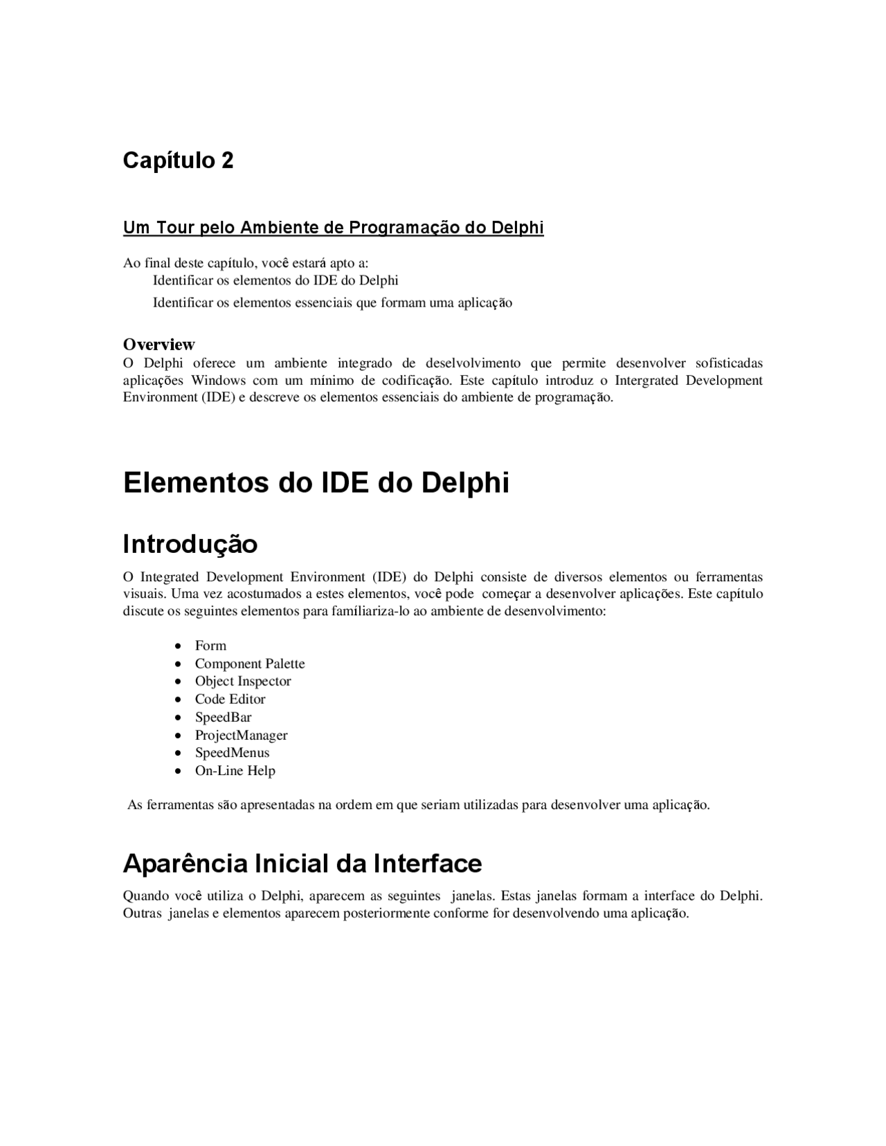 Um Tour Pelo Ambiente De Programação Do Delphi Docsity
