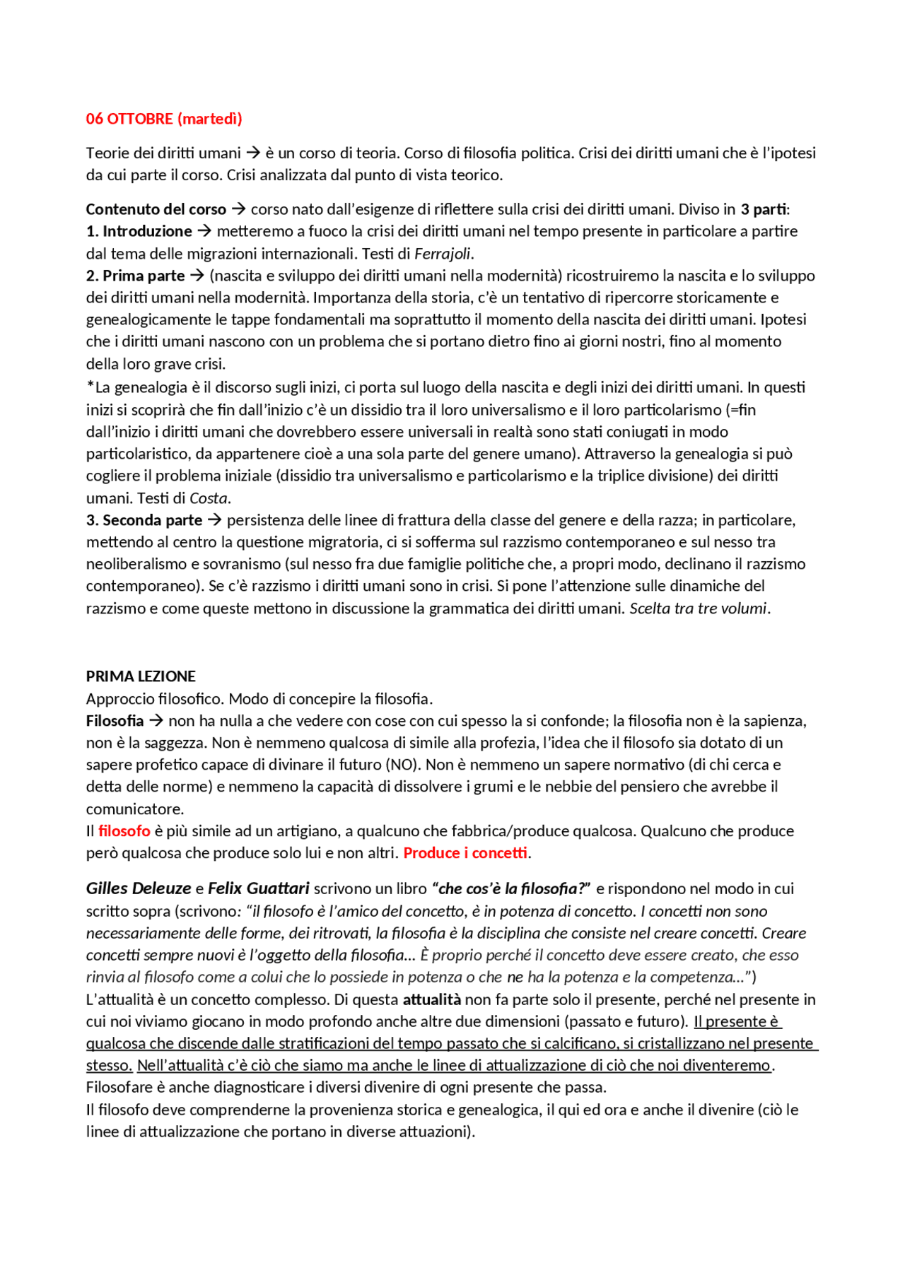 Appunti Corso Di Teorie Dei Diritti Umani Docsity