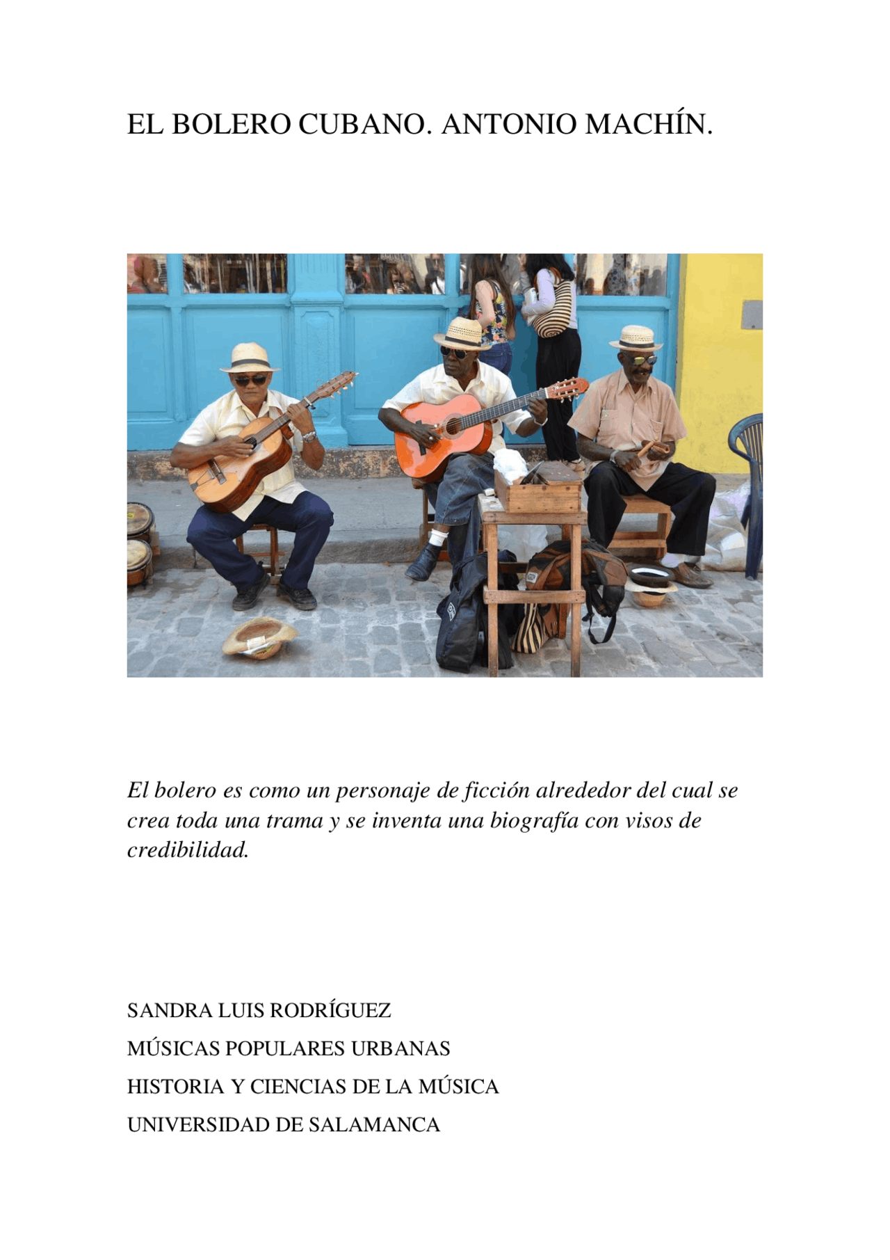 El bolero cubano. Música de Cuba - Docsity