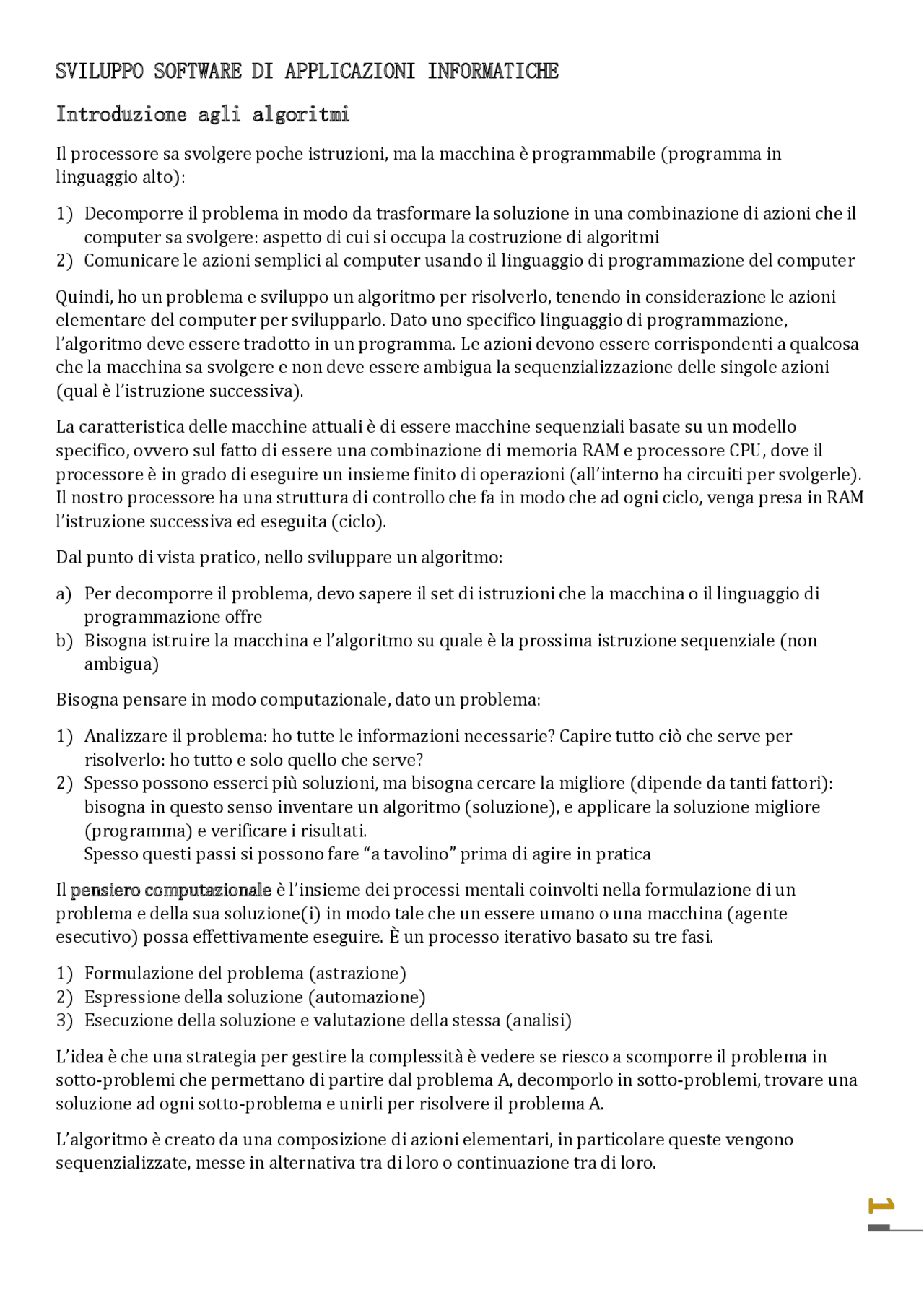 Sviluppo Software Di Applicazioni Informatiche Appunti Docsity