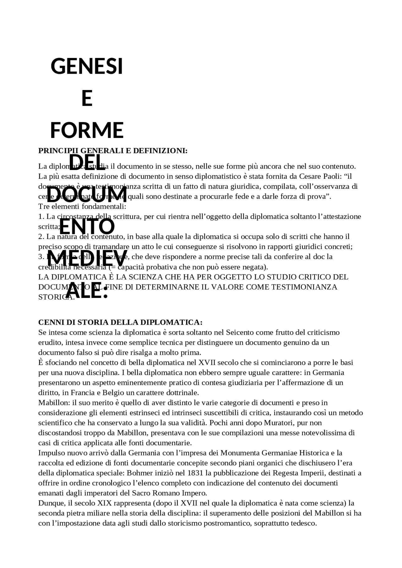 Genesi E Forme Del Documento Medievale Docsity
