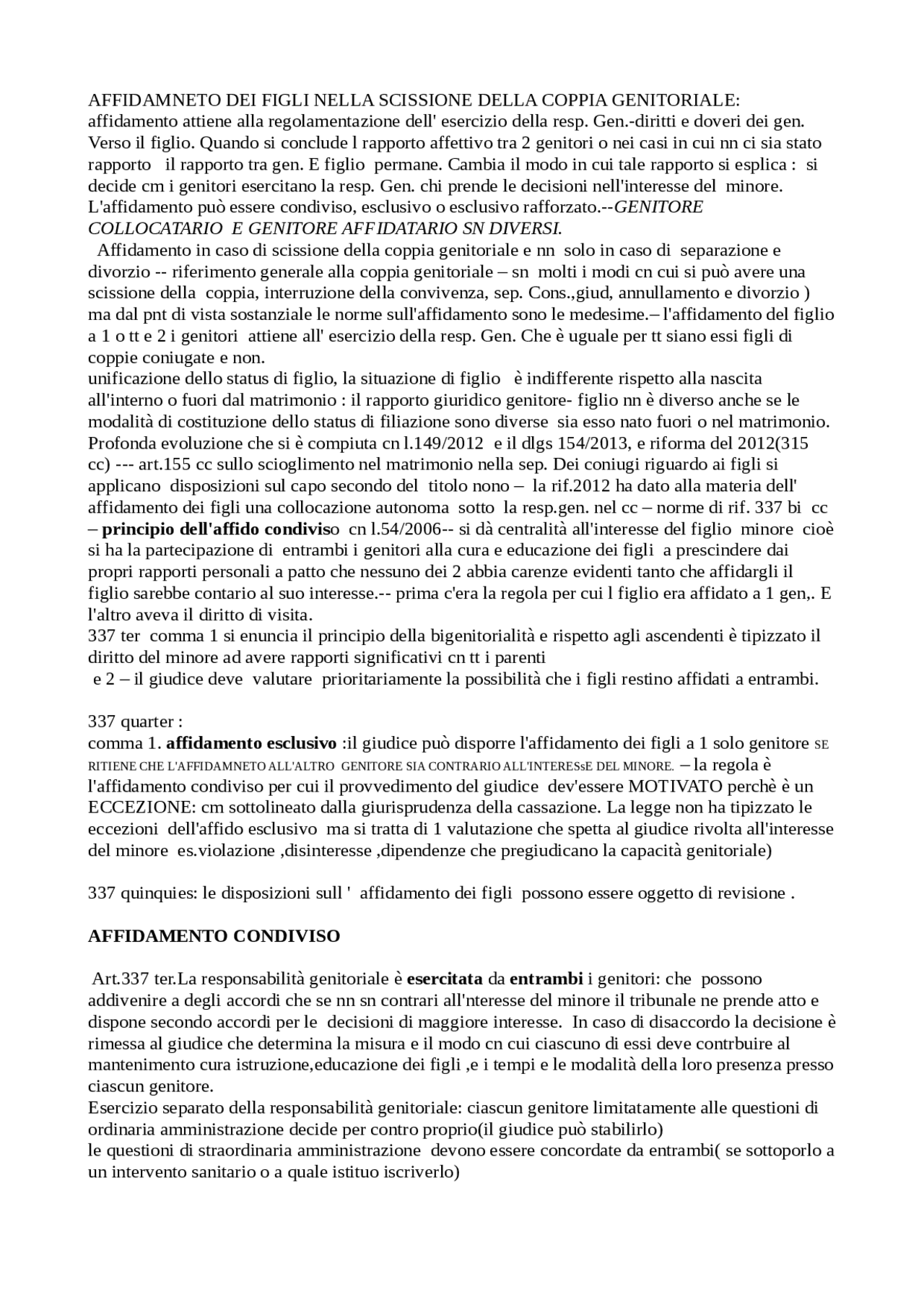 Affidamento Dei Figli Nella Scissione Della Coppia Genitoriale Docsity