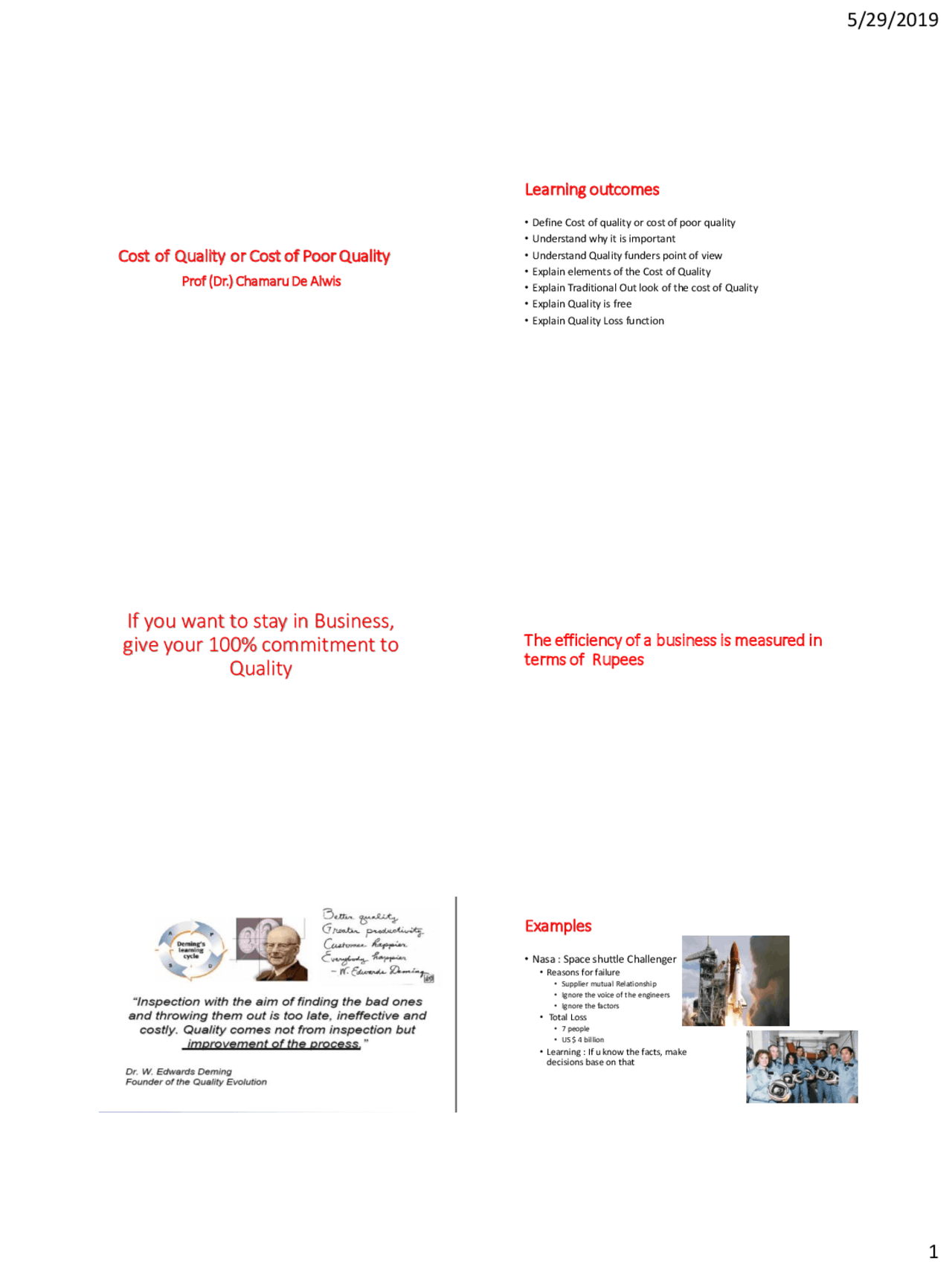 Cost Of Quality Lecturer Material Docsity