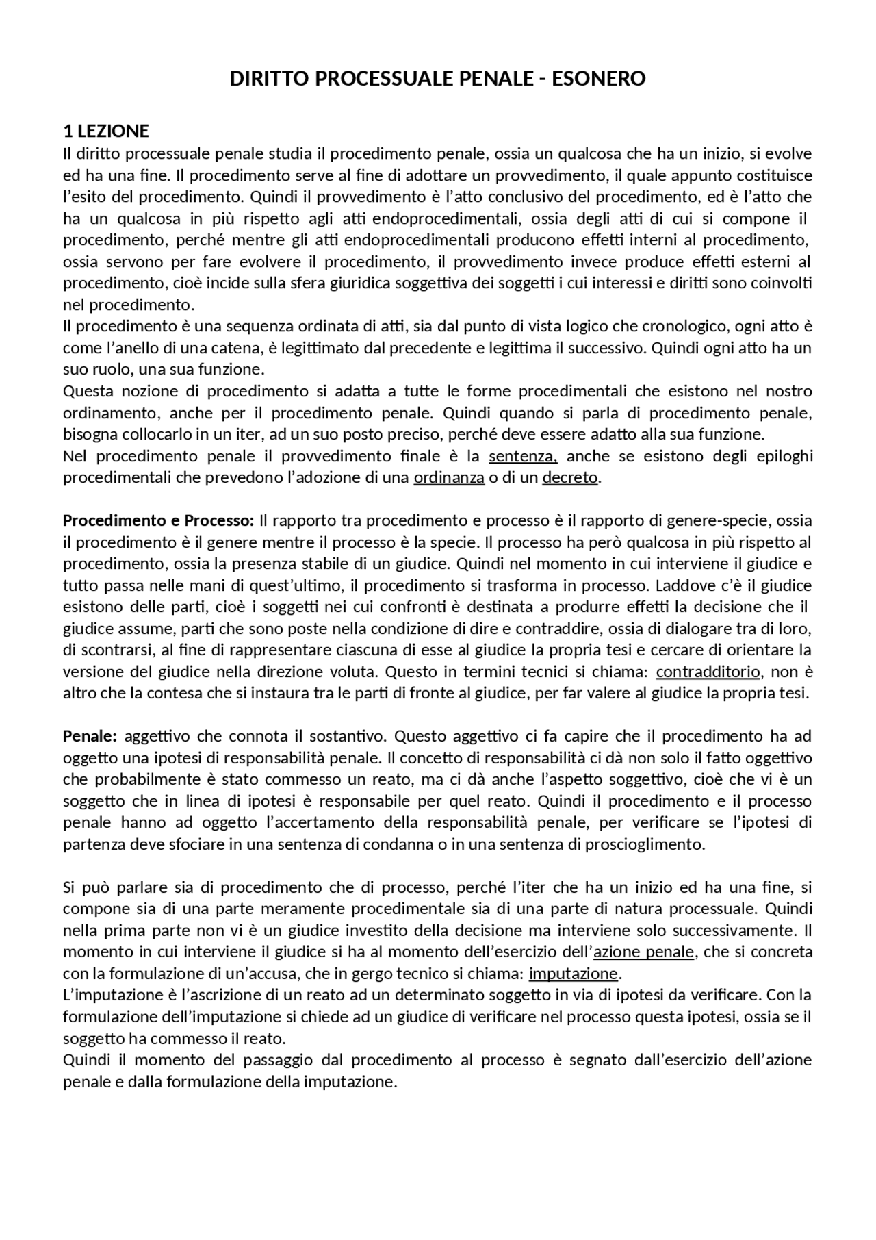 Diritto Processuale Penale 1 Parte Docsity