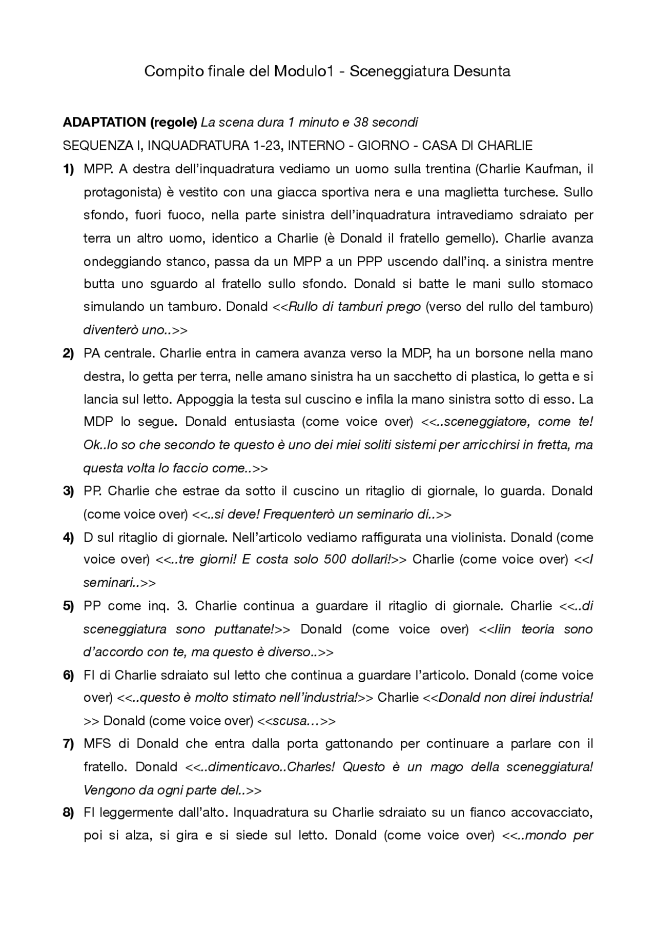 Modulo1-Compito finale - Docsity