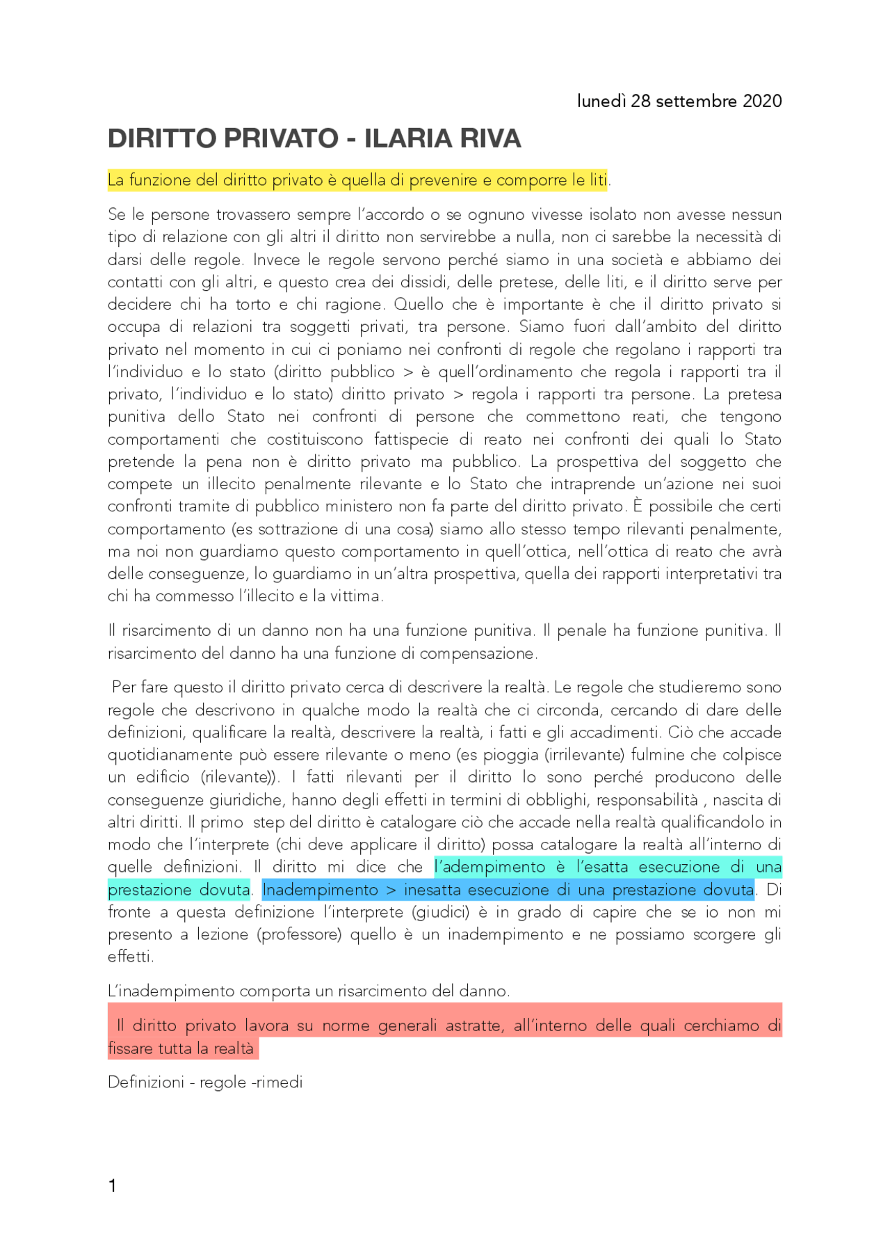 Appunti Di Diritto Privato Docsity