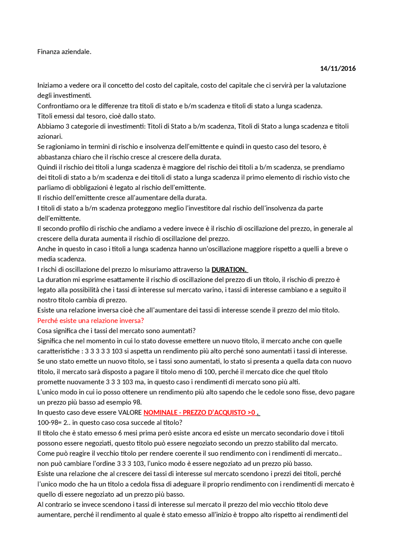 Appunti Delle Lezioni Col Professore Docsity