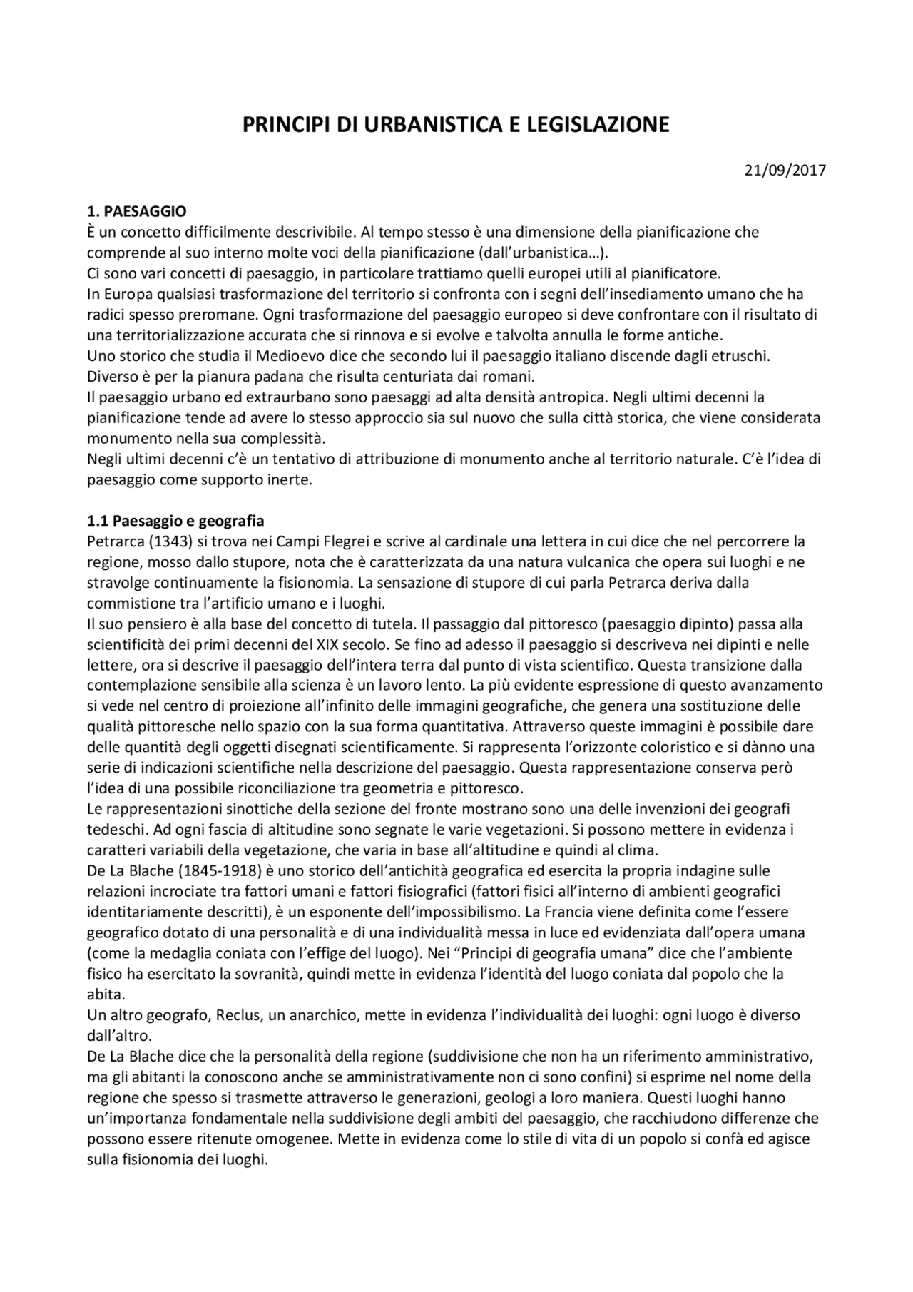 Appunti Sui Principi Di Urbanistica Docsity