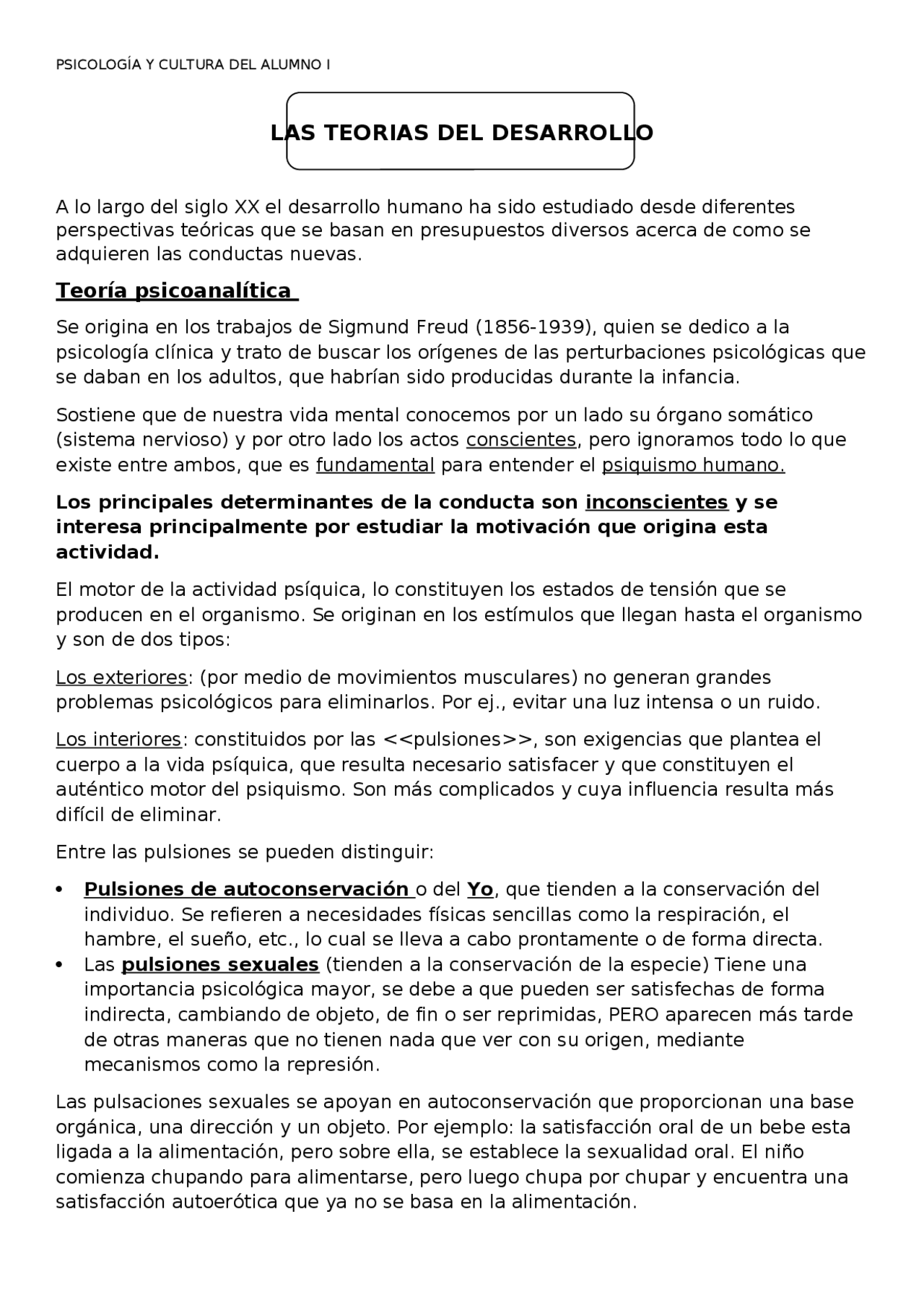Teorias Del Desarrollo Resúmenes De Psicología Docsity