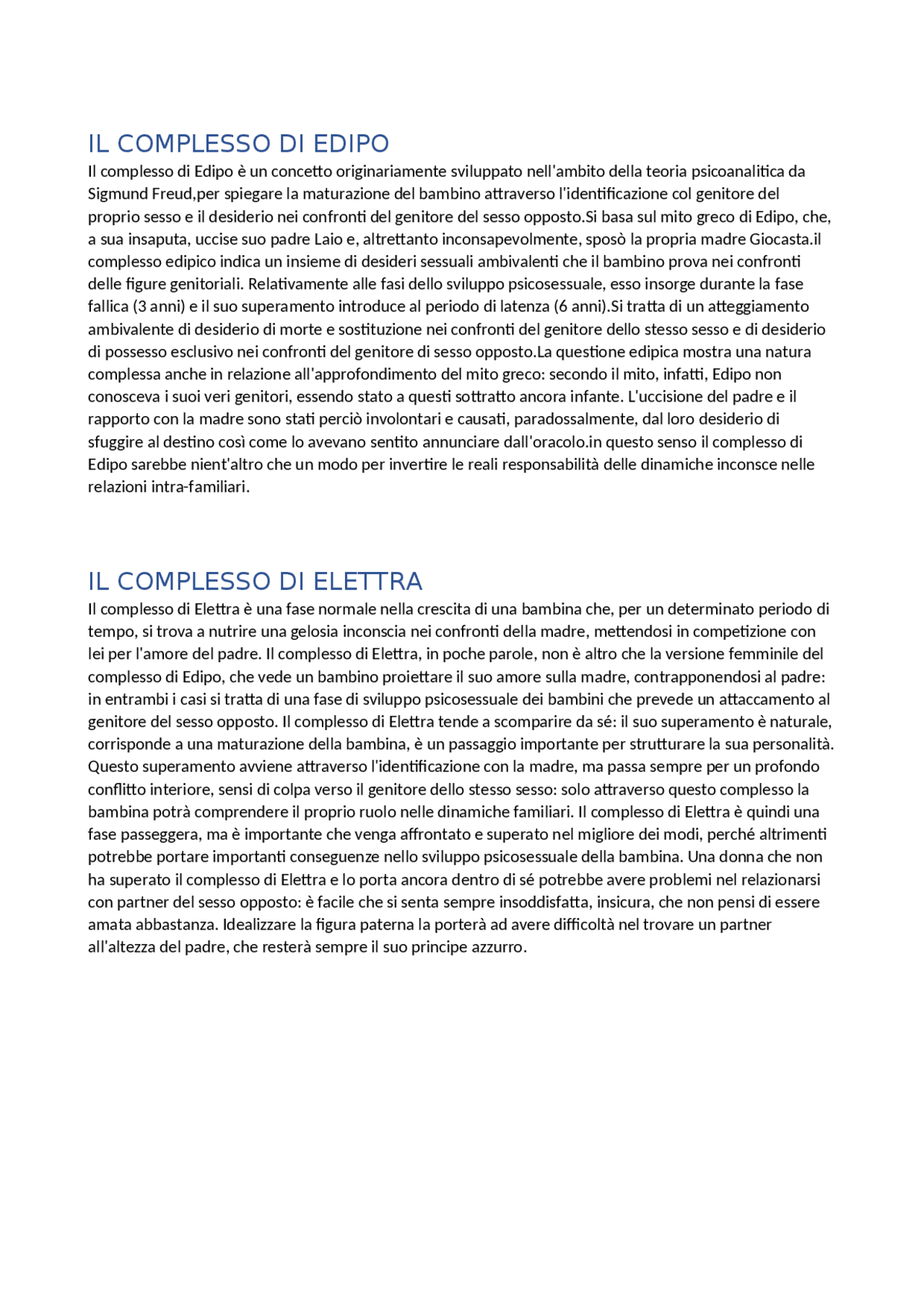 Il Complesso Di Edipo Docsity