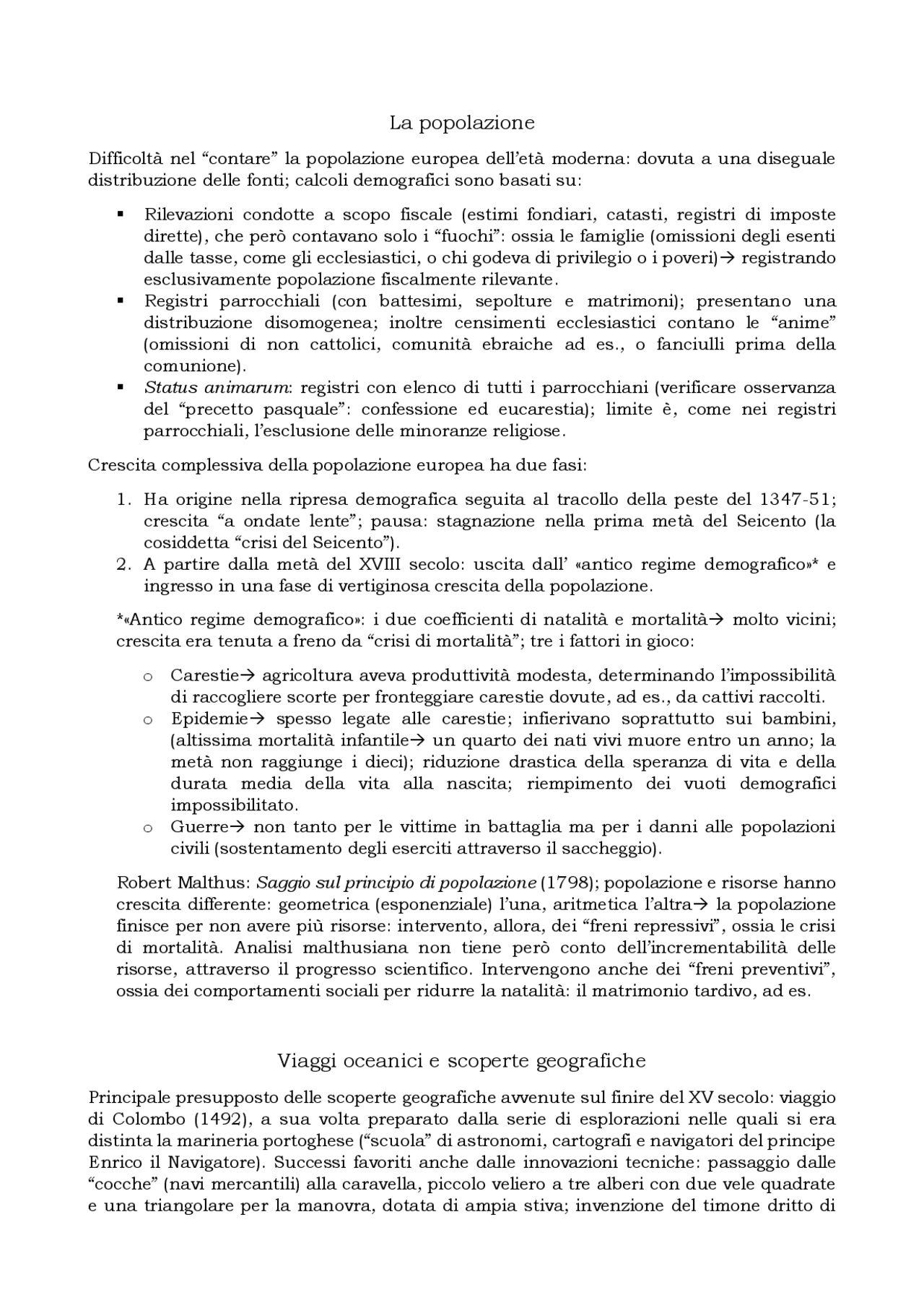 Appuinti Dal Manuale Storia Moderna Docsity