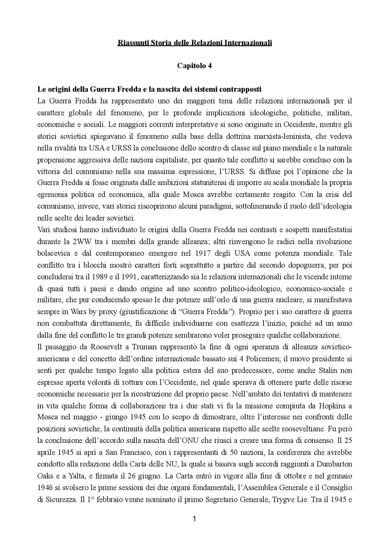 Storia Delle Relazioni Internazionali Varsori Docsity