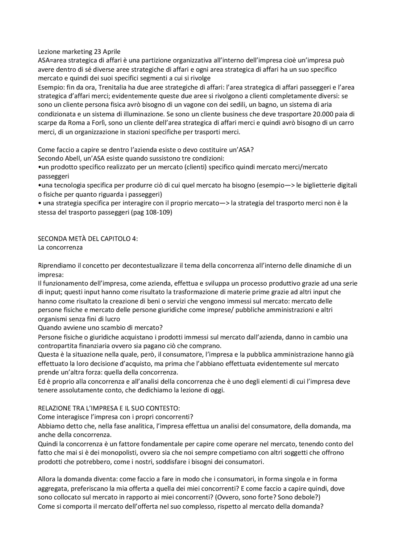 Marketing dei servizi e concorrenza - Docsity