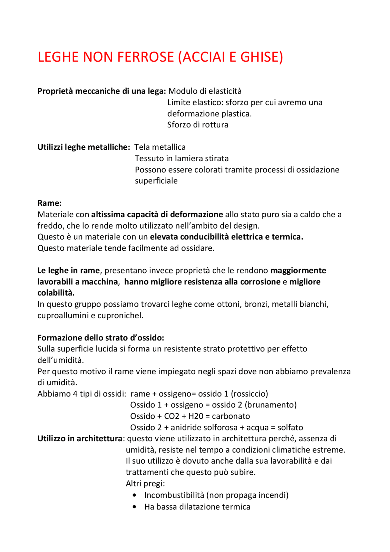 Appunti Leghe Non Ferrose Docsity
