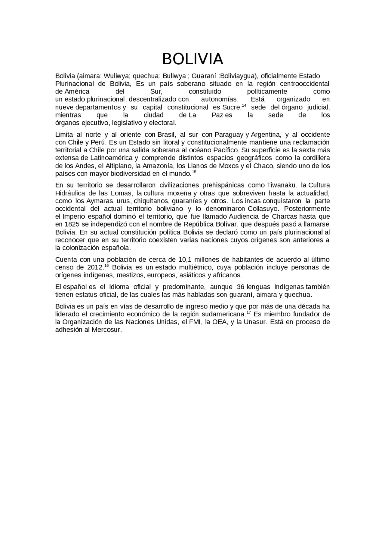 La linda historia de nuestro gran Bolivia - Docsity