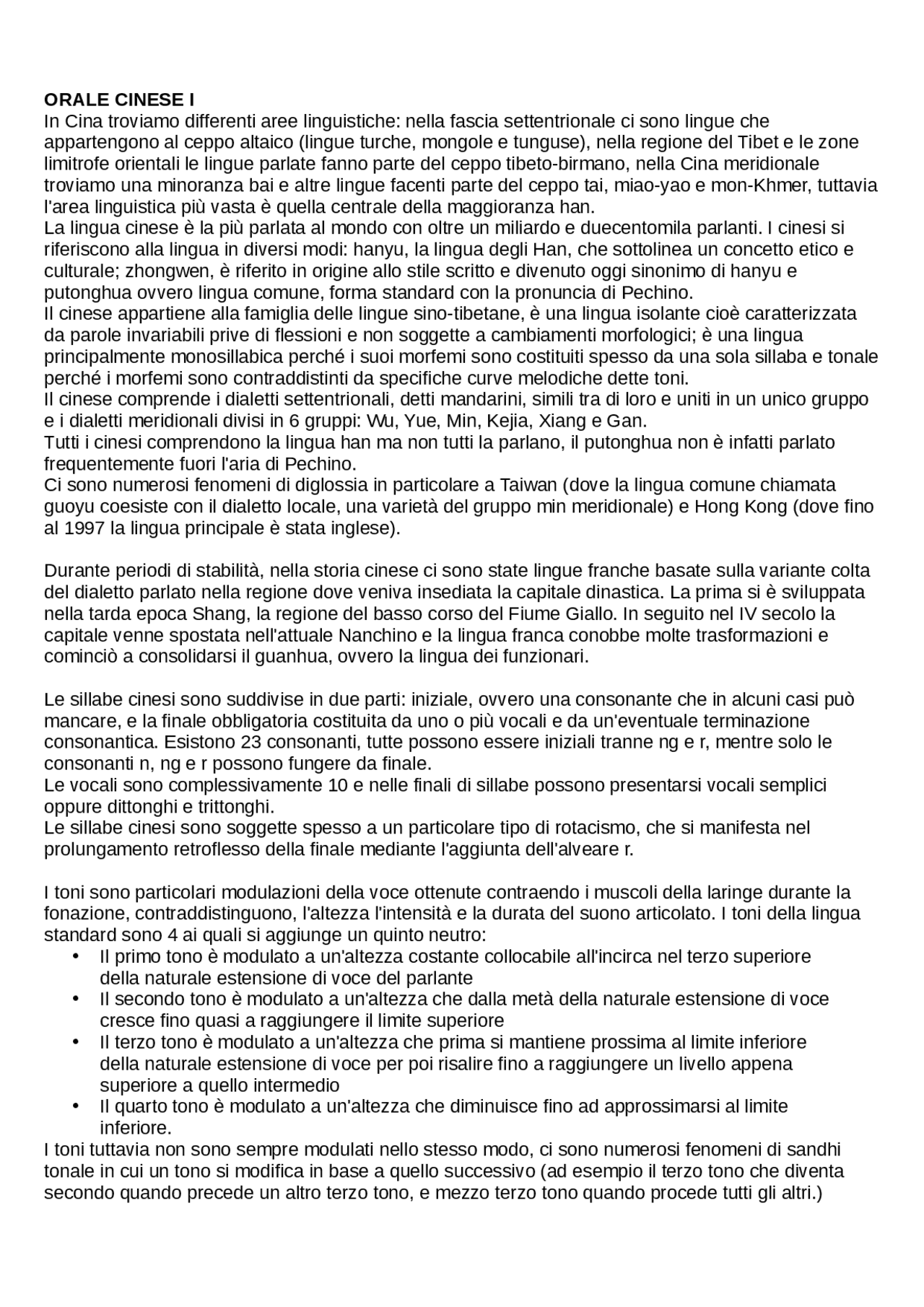 Guida Alla Lingua Cinese Docsity