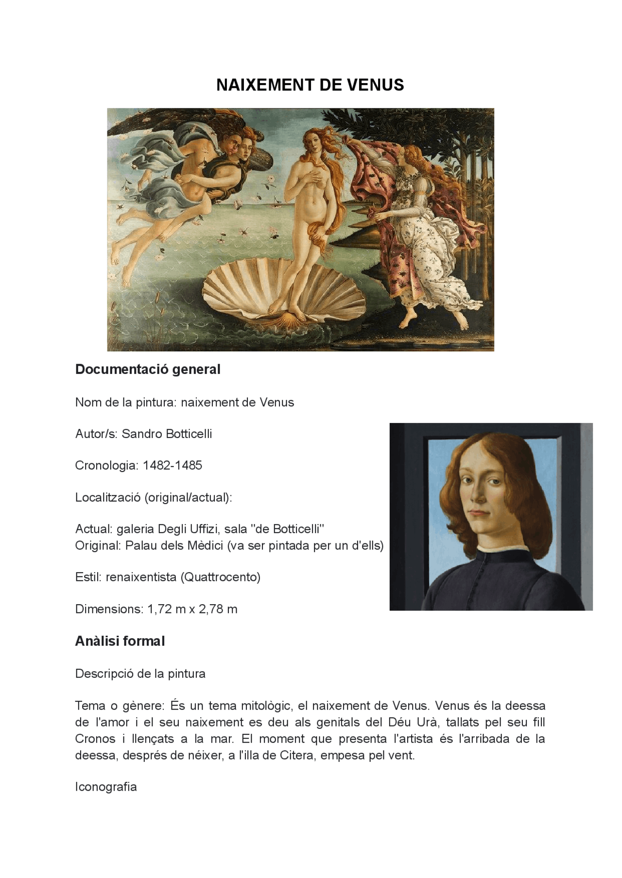 Sandro botticelli, venus - Docsity