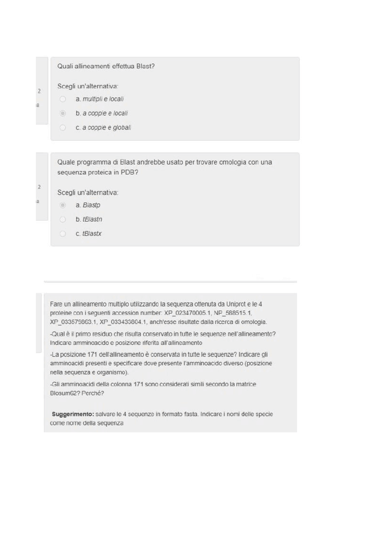 Prove Desame Bioinformatica Prove Desame Di Bioinformatica Docsity