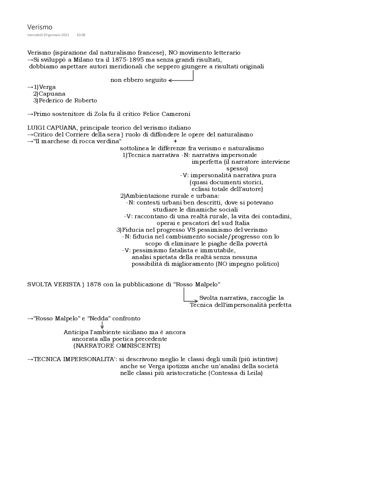 Letteratura italiana: Verismo - Docsity