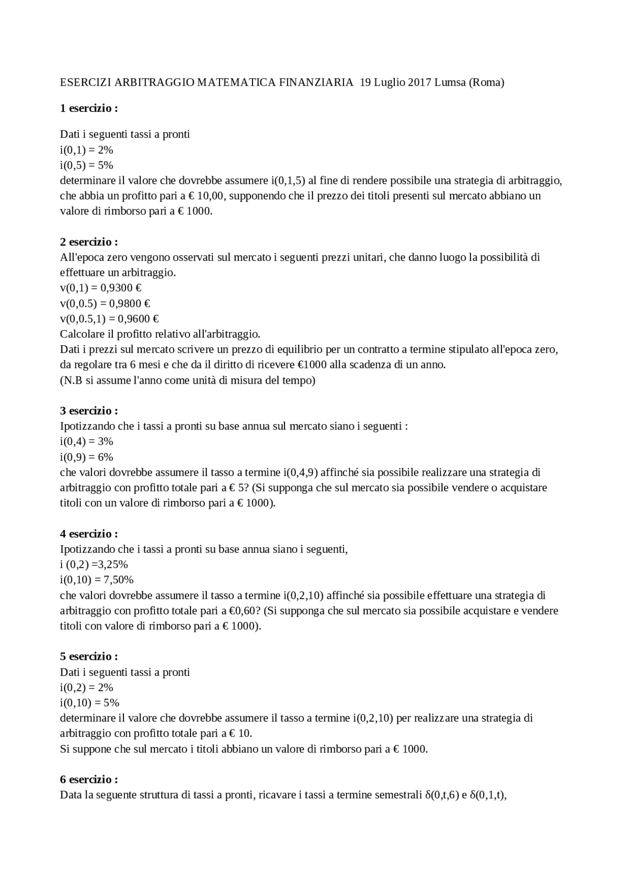 Tabelle formule matematica finanziaria prof Foschini - Docsity