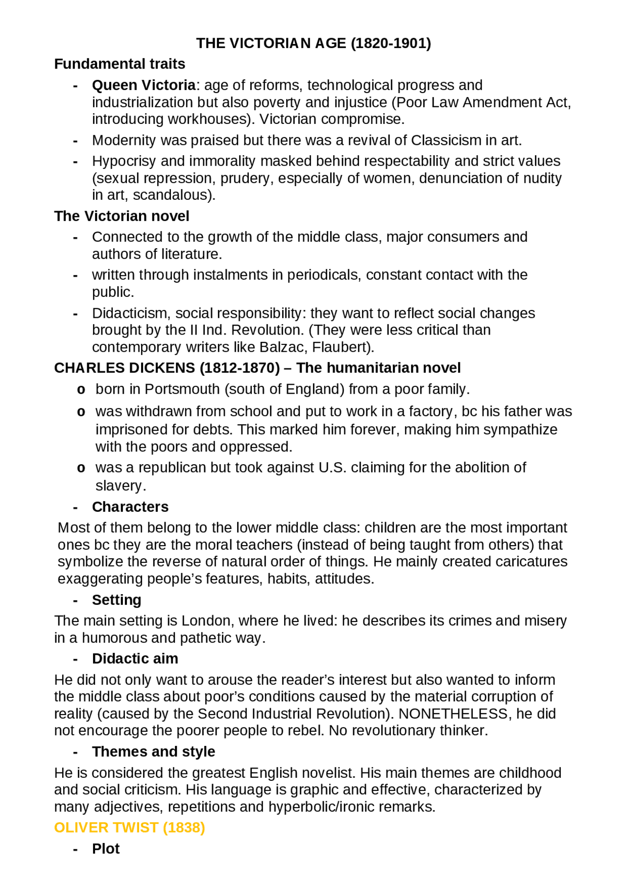 From Dickens to Virginia Woolf - Docsity