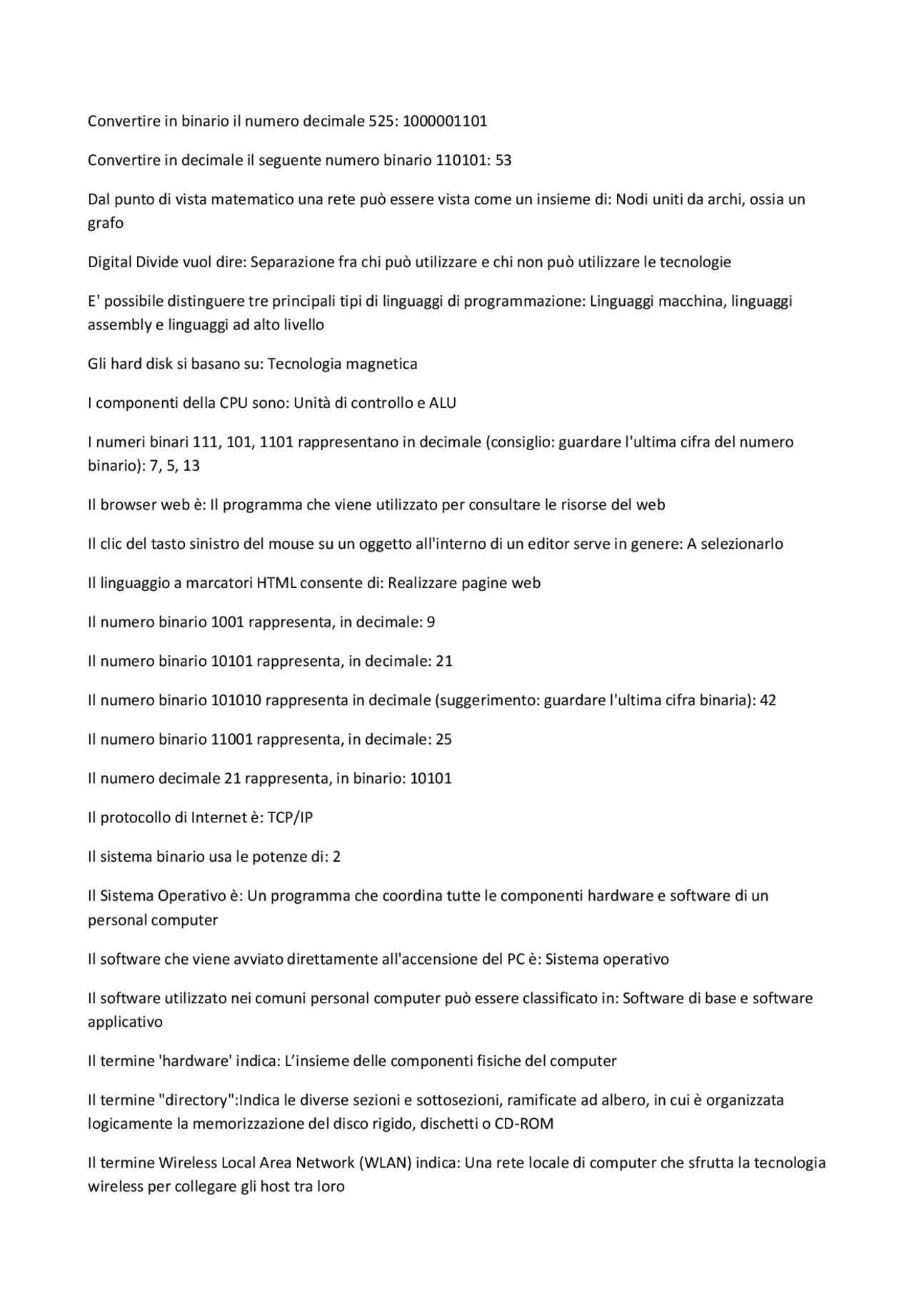 Abilità Informatica Pegaso Docsity