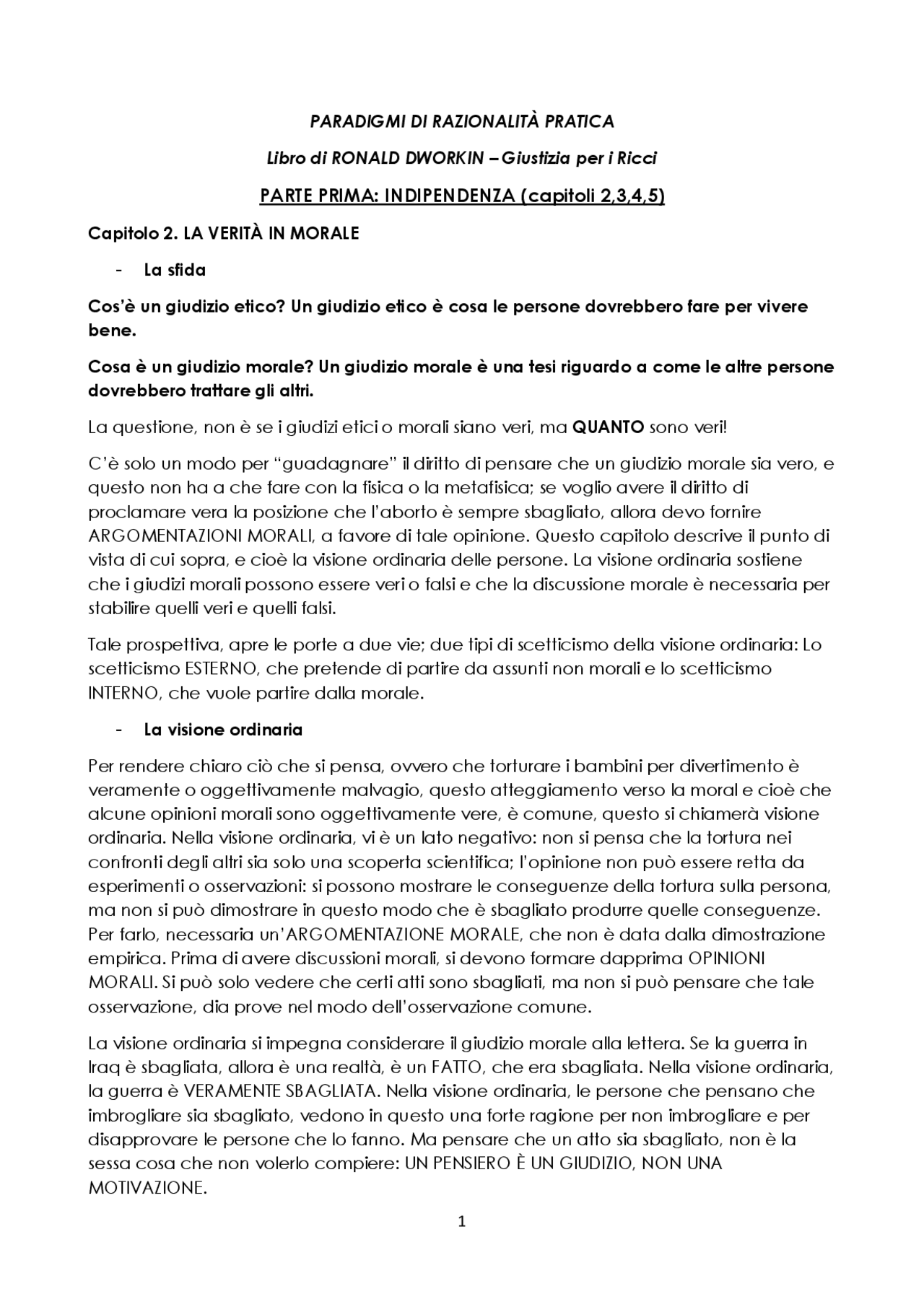 Riassunto del libro "Giustizia per i ricci" di Ronald Dowrkin - Docsity