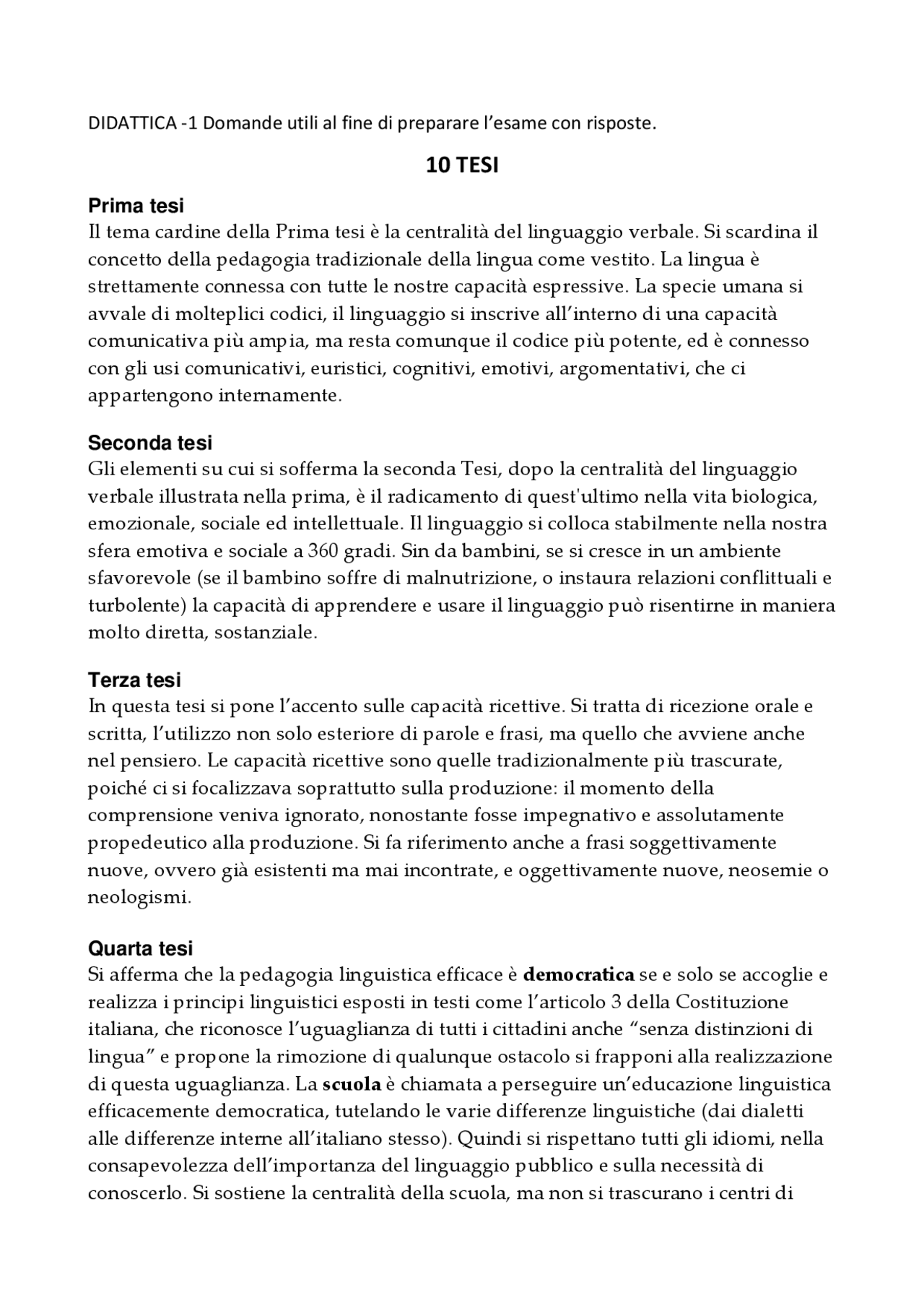 Domande Esame Didattica Delle Lingue Moderne Docsity