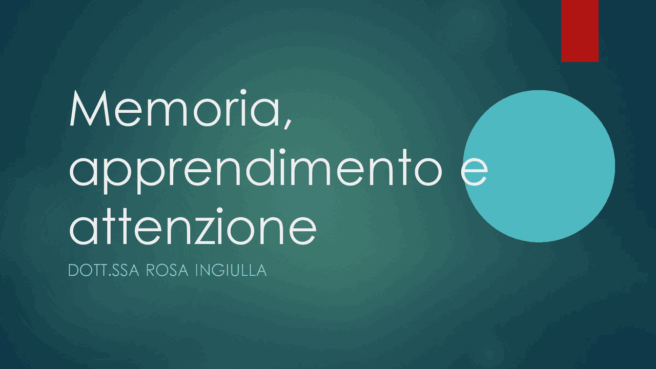 Memoria E Apprendimento Docsity