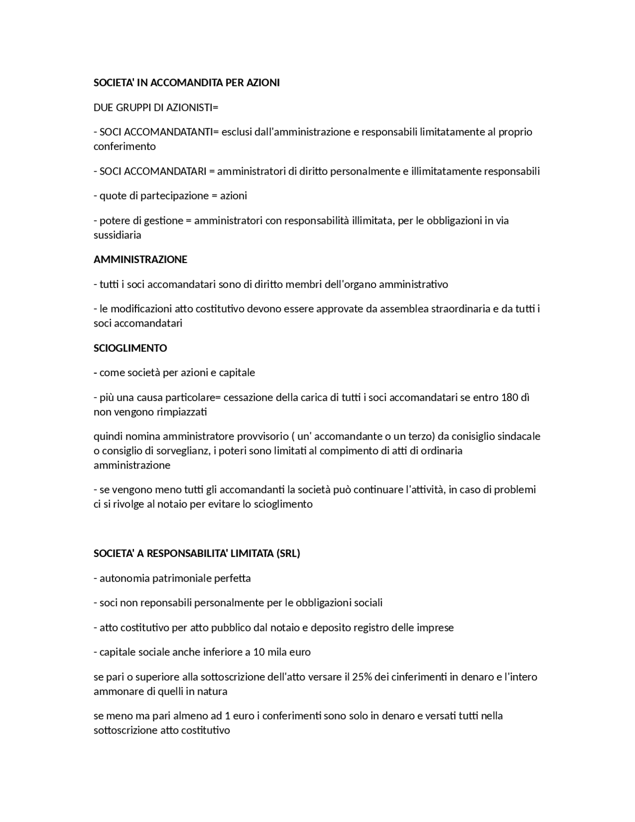Schema Società Diritto Commerciale Docsity
