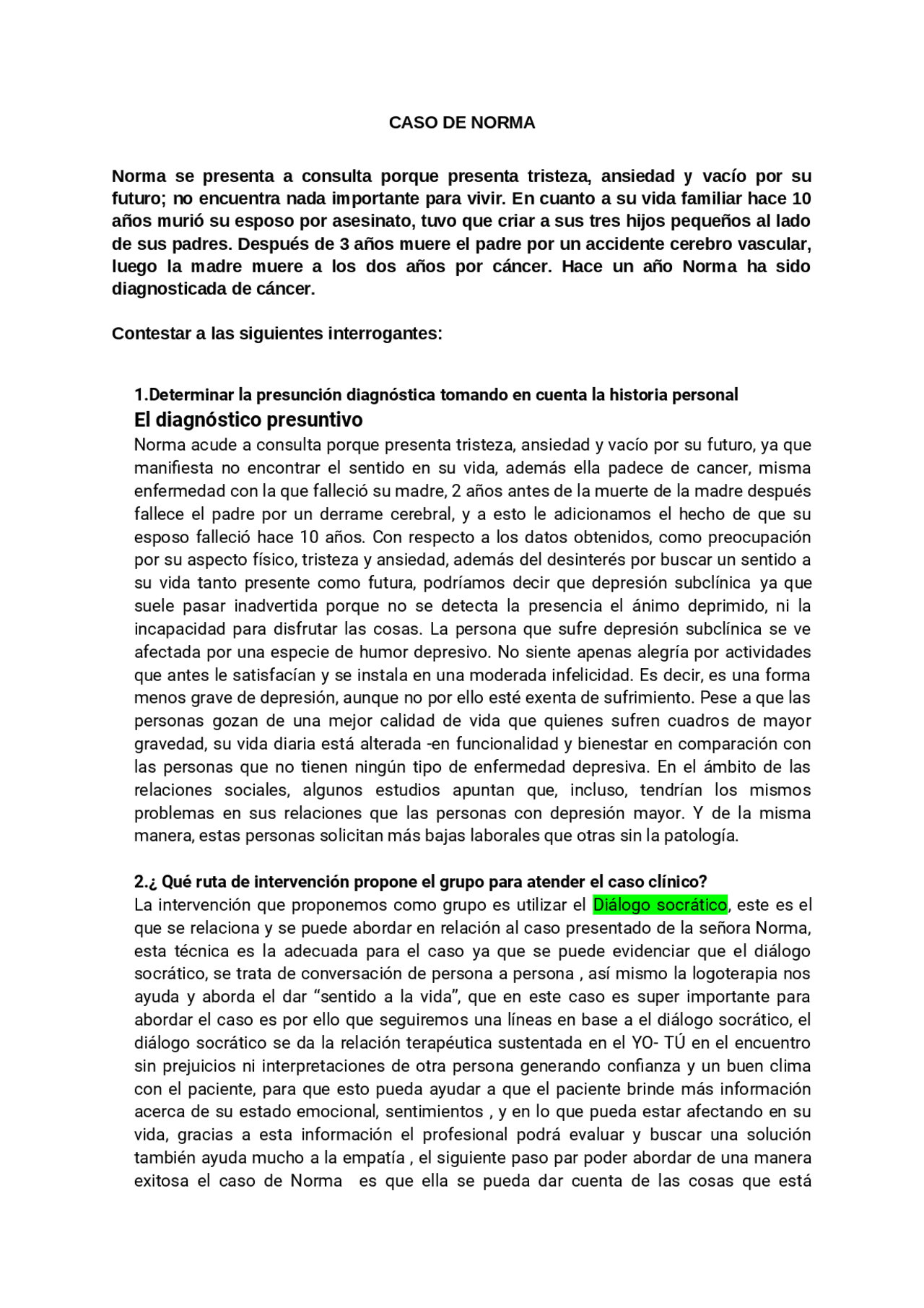 Ejemplo De Caso Clinico Docsity