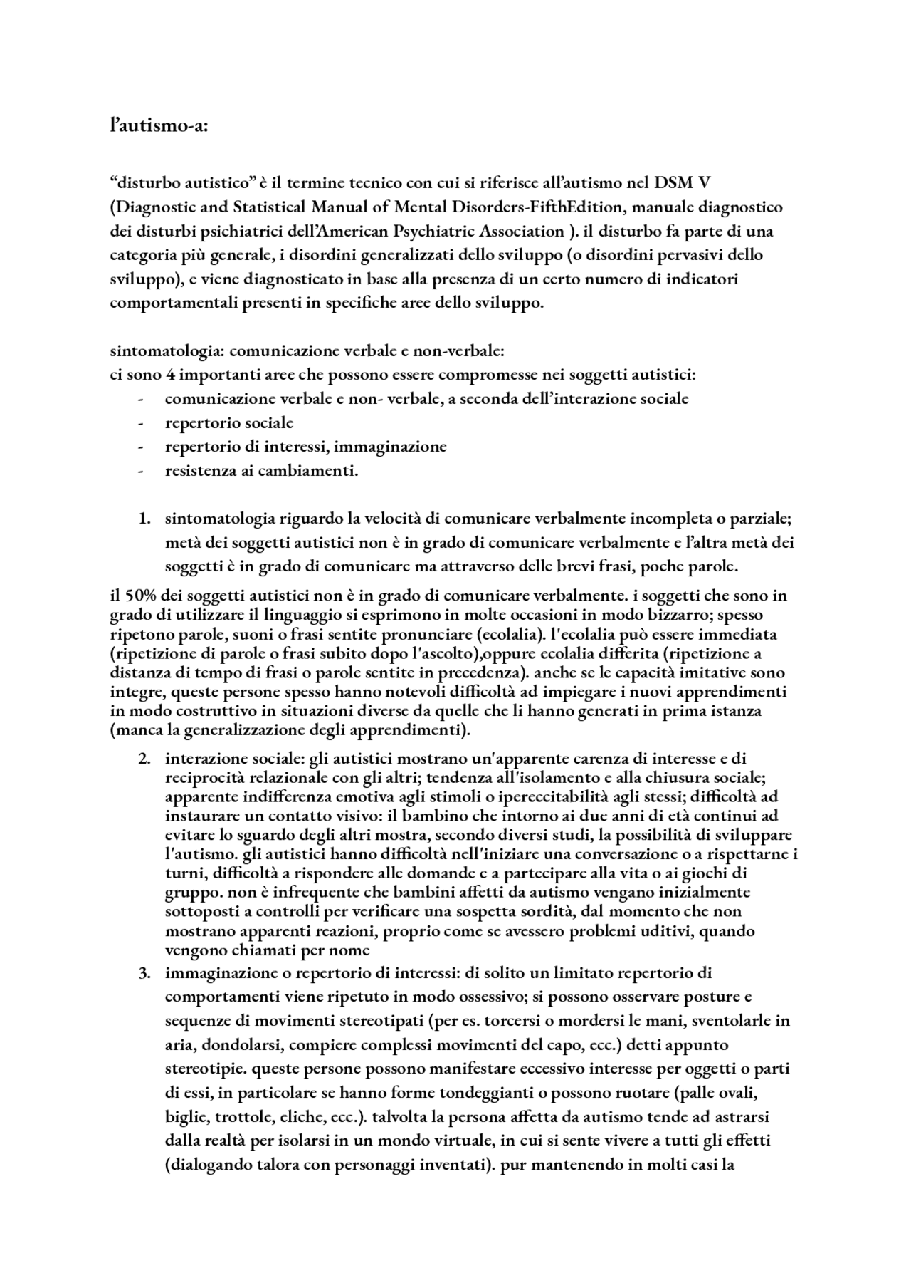 Autismo Fondamenti Neurobiologici E Genetici Docsity