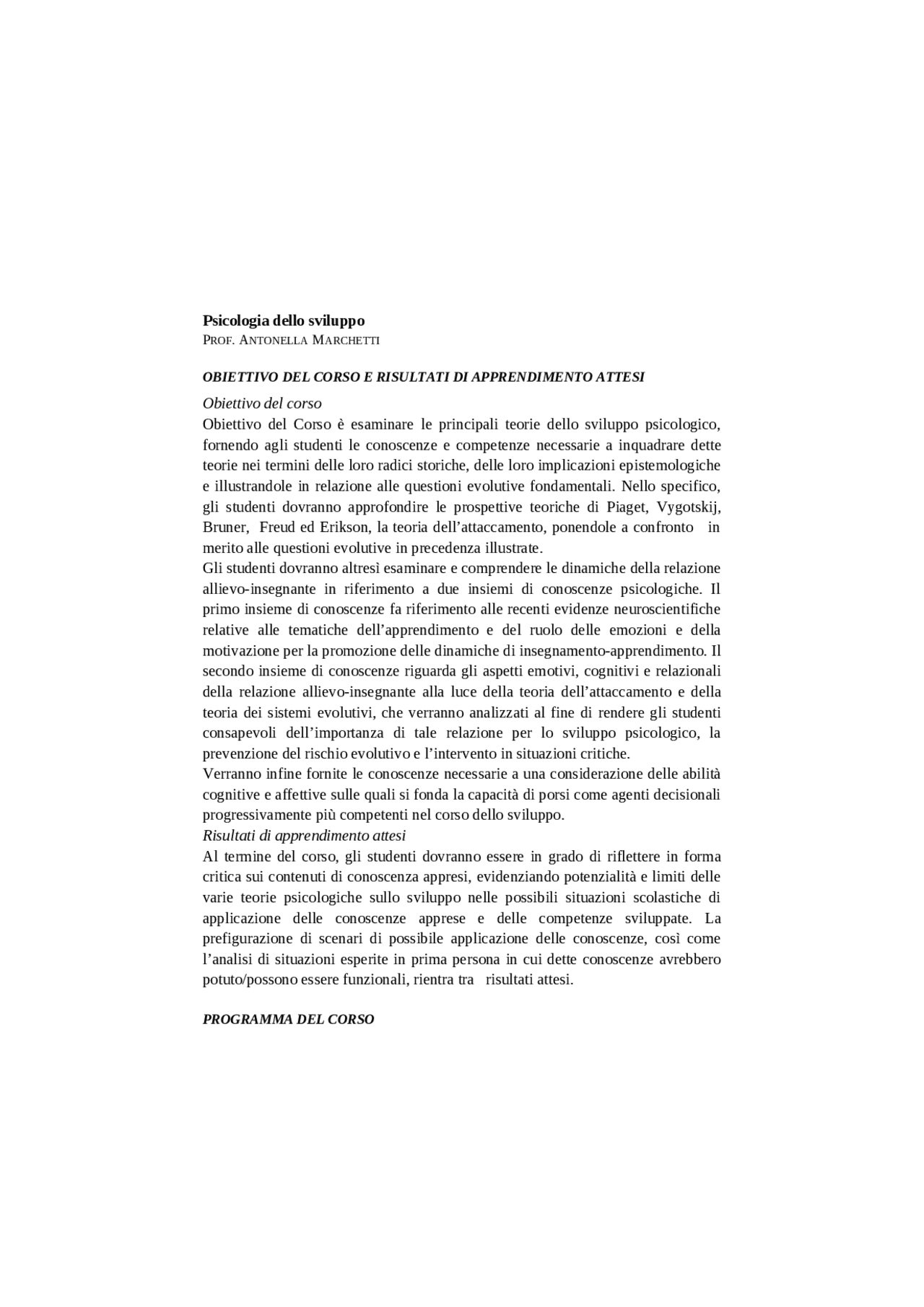 Programma d'esame psicologia - Docsity