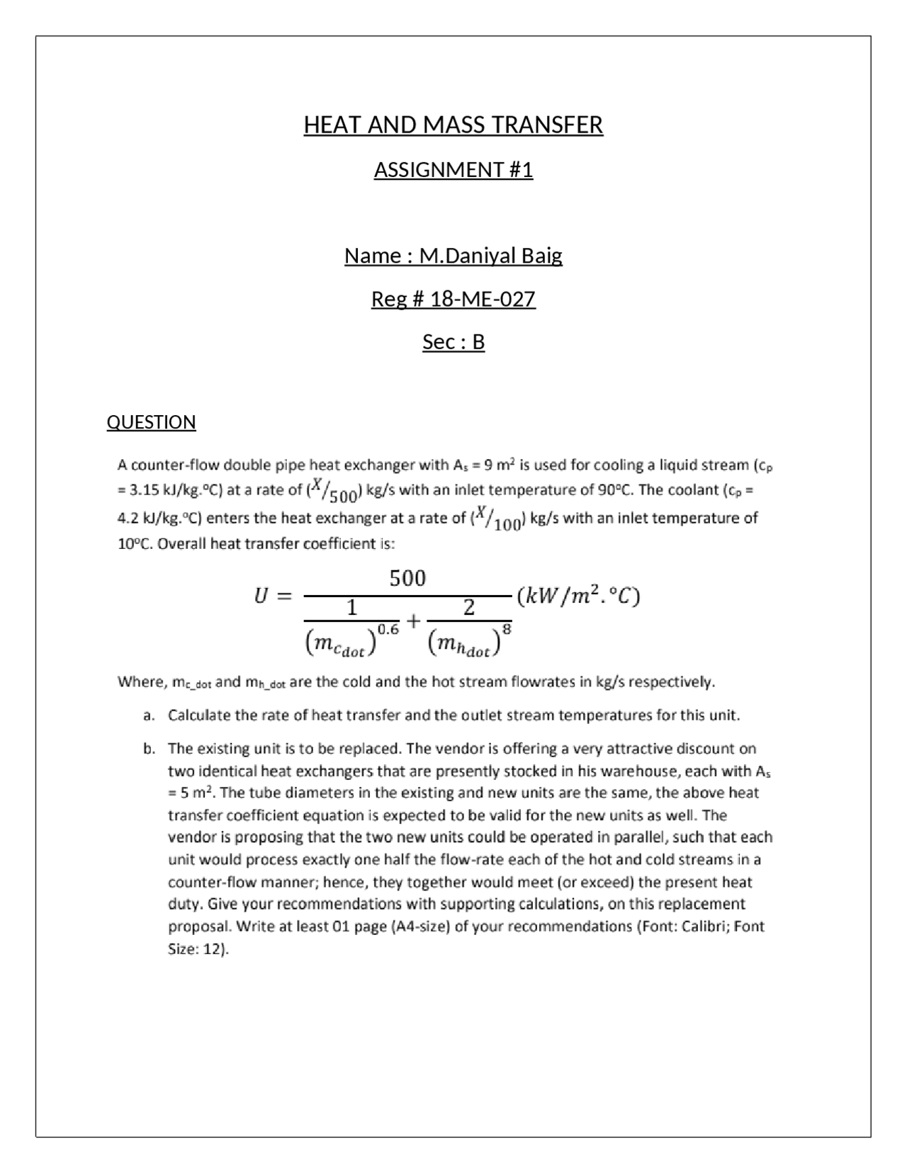 Heat and Mass transfer - Docsity