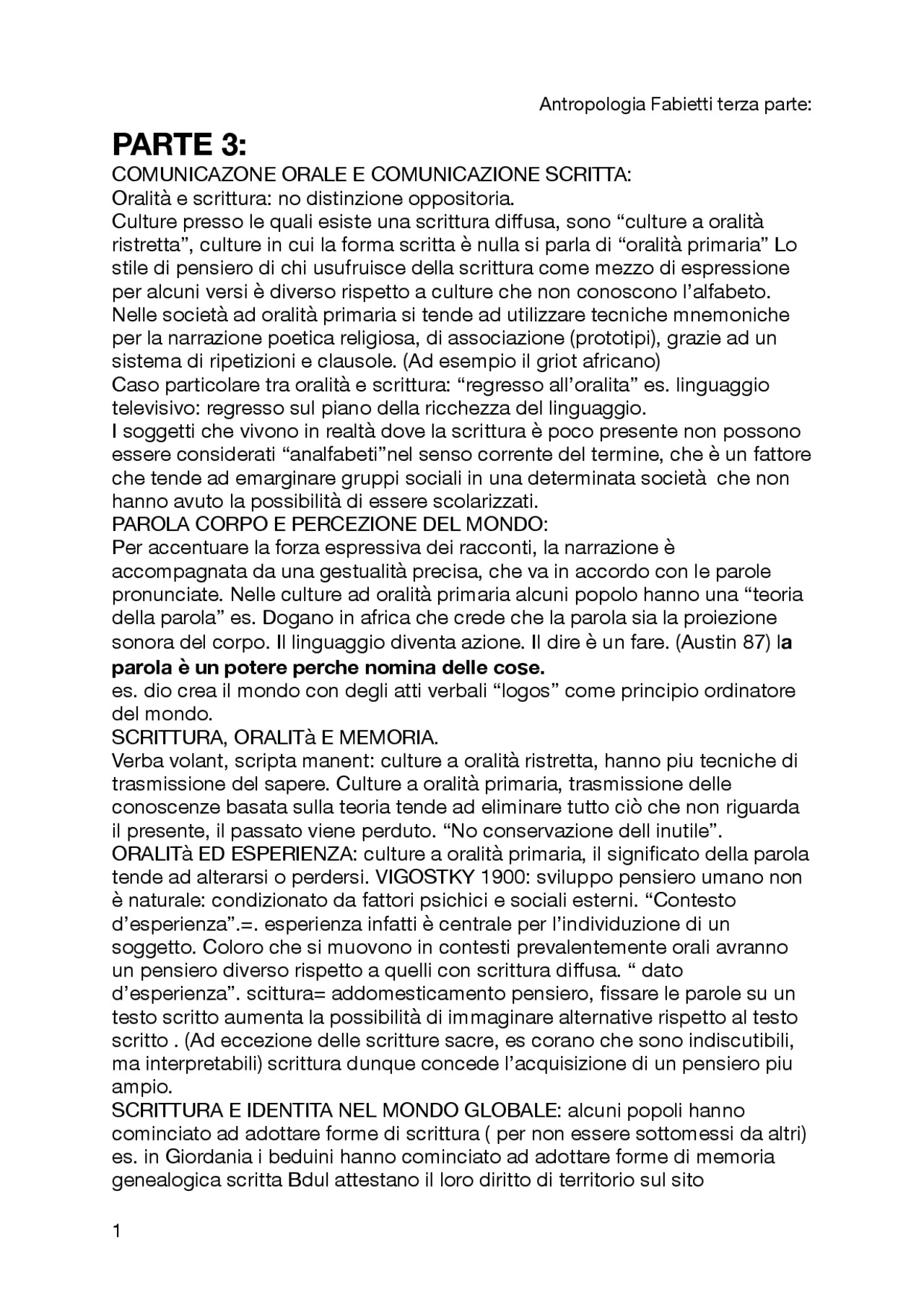 Terza Parte Elementi Di Antropologia Culturale U Fabietti Docsity