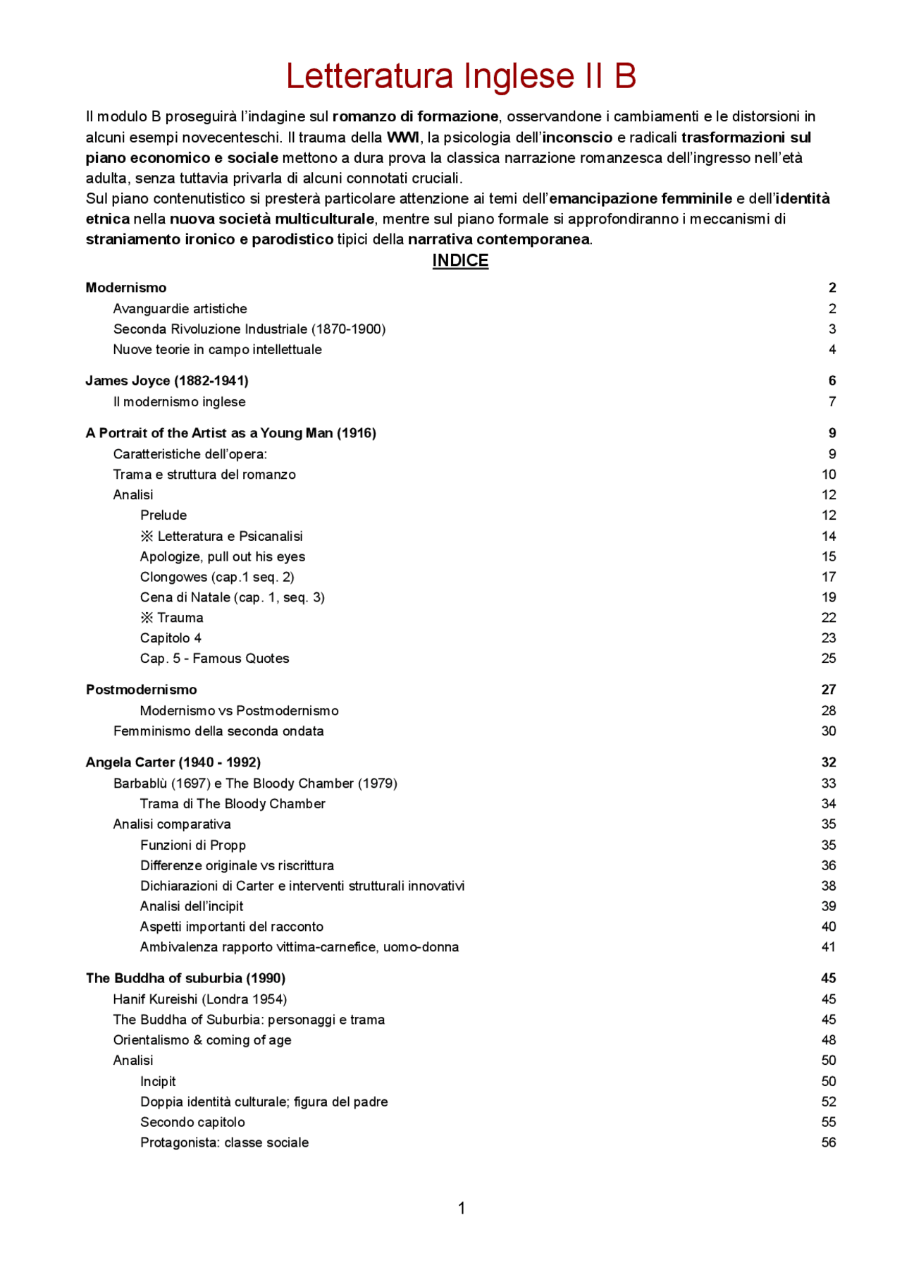 Letteratura Inglese Ii 1 Modulo B Docsity