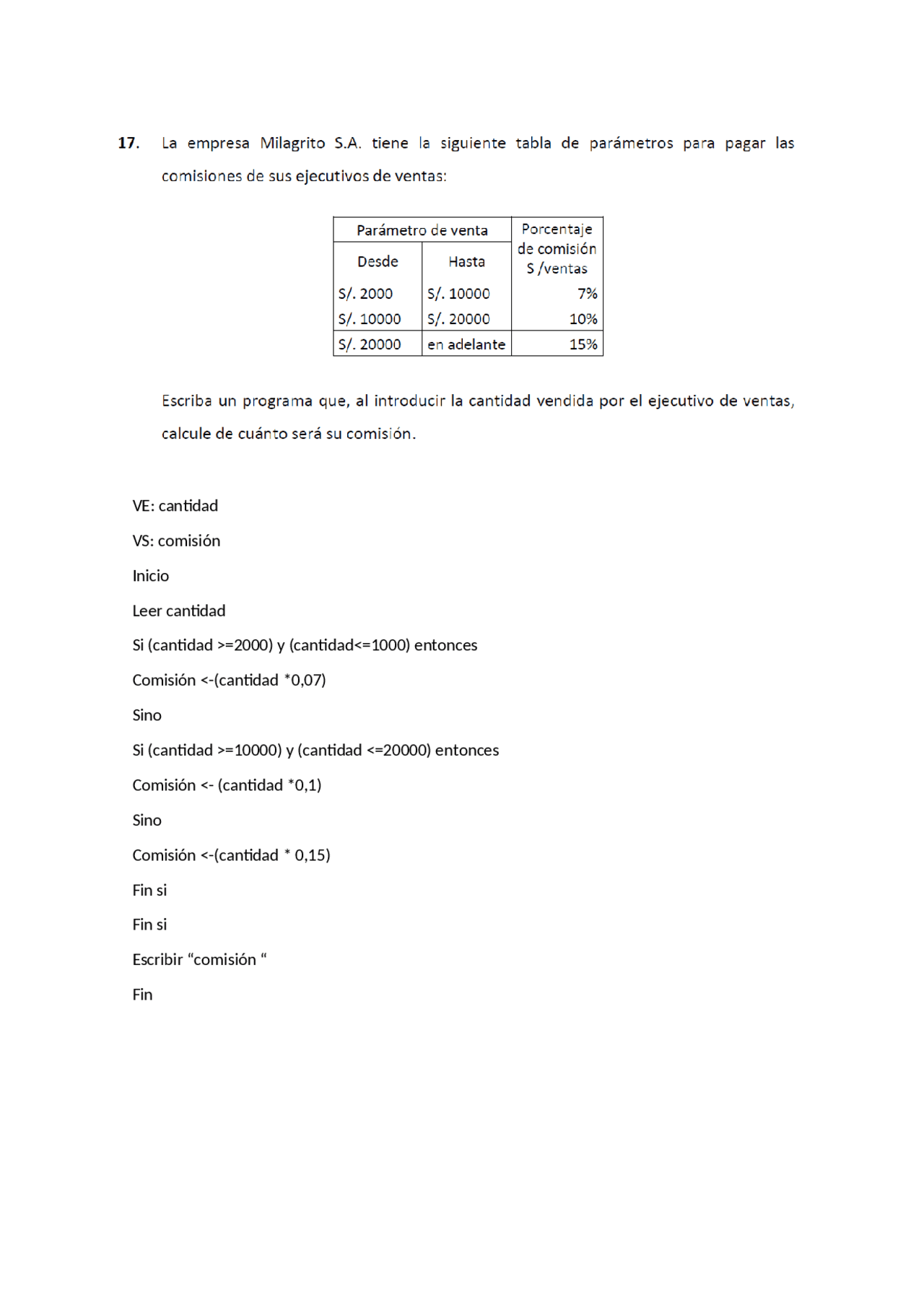 Ejercicio De Programacion Docsity