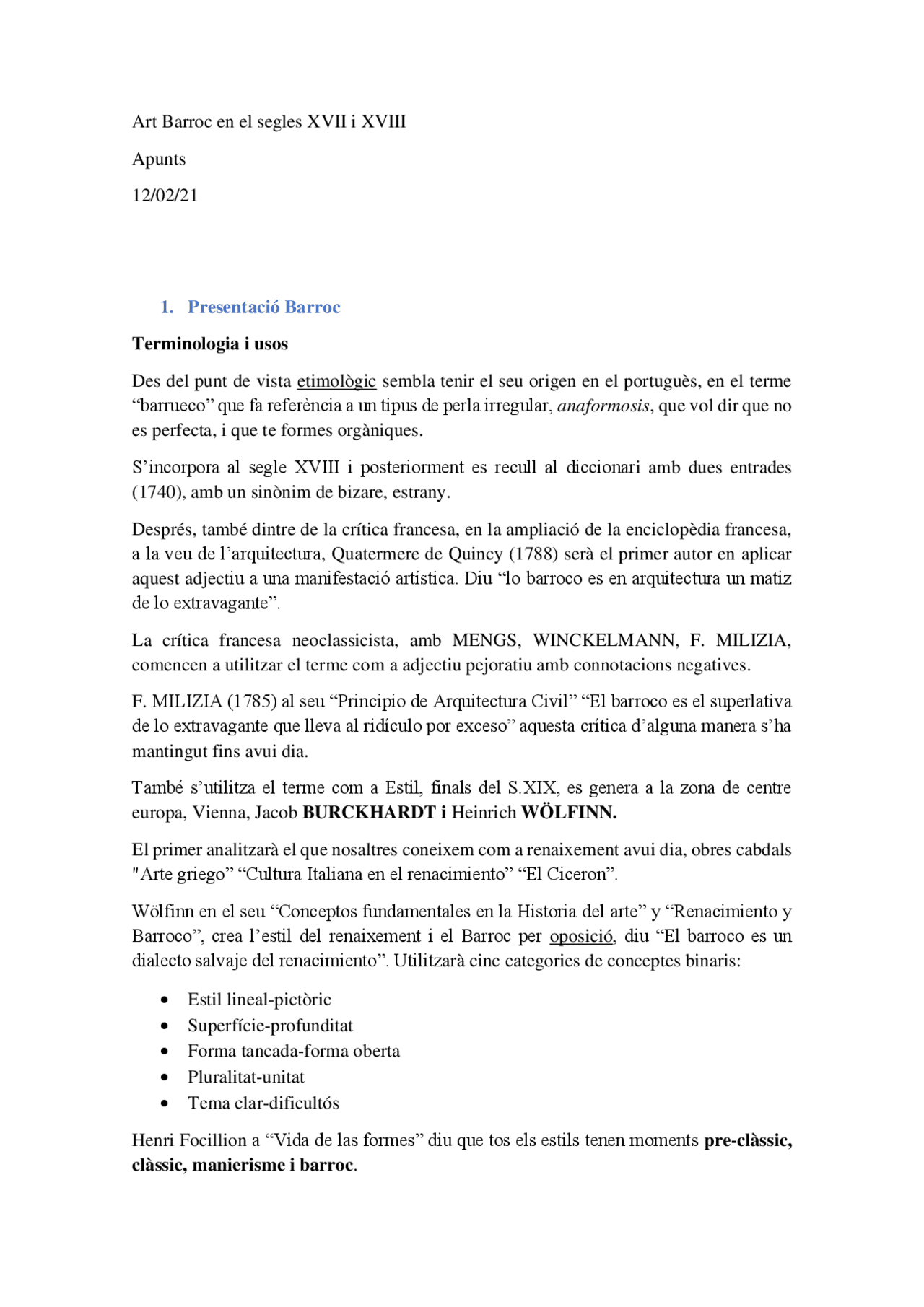 Apunts Barroc Sxvii I Sxviii Primer Parcial Docsity