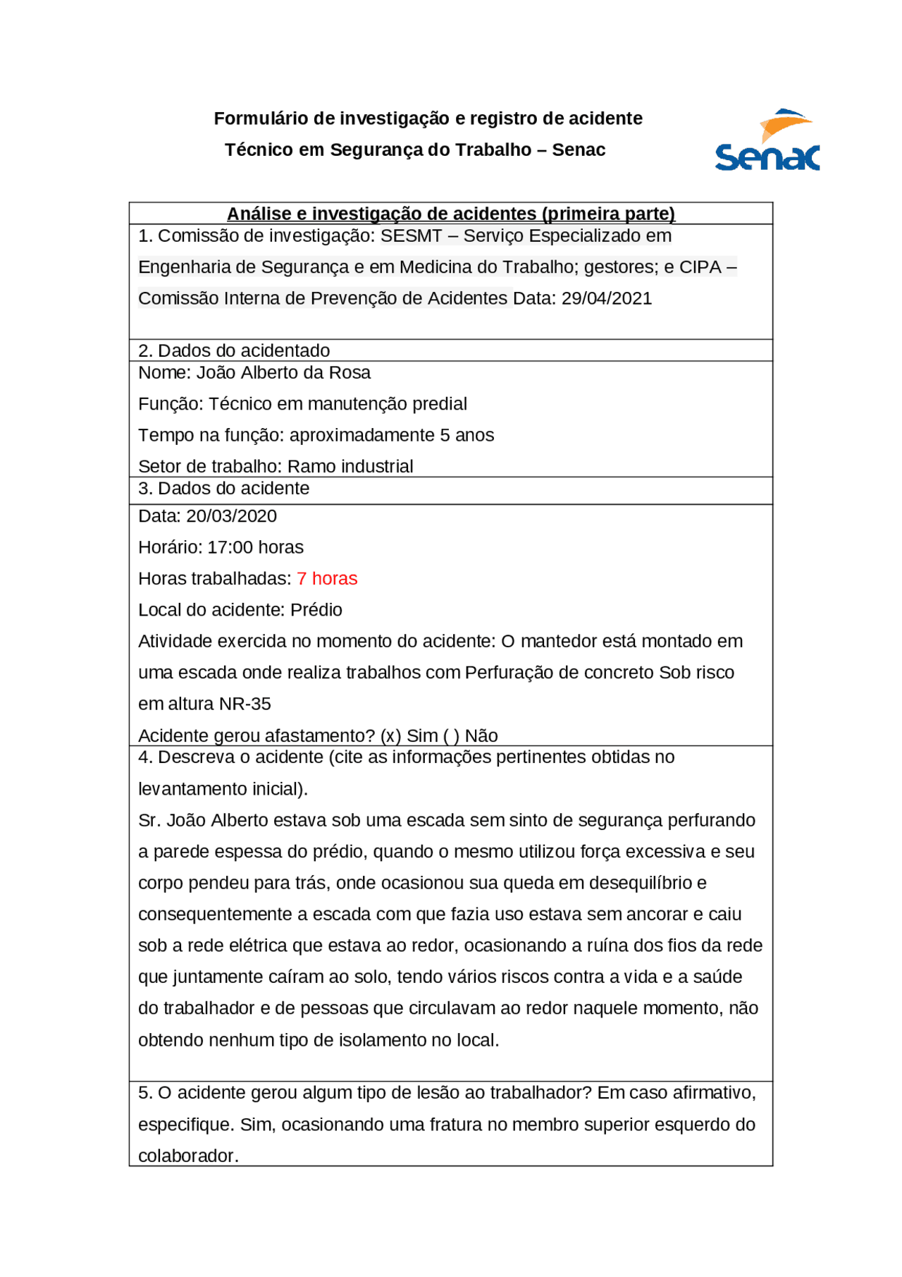 Módulo B Atividade 1 Gabarito Trabalhos Segurança Do Trabalho Docsity