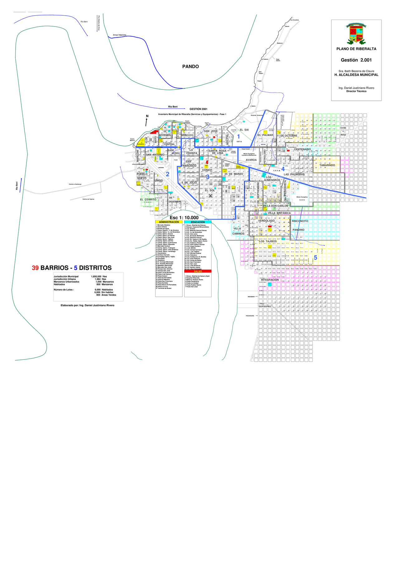 Plano de Riberalta-Beni- 39 barrios y 5 distritos Gestión 2001 - Docsity