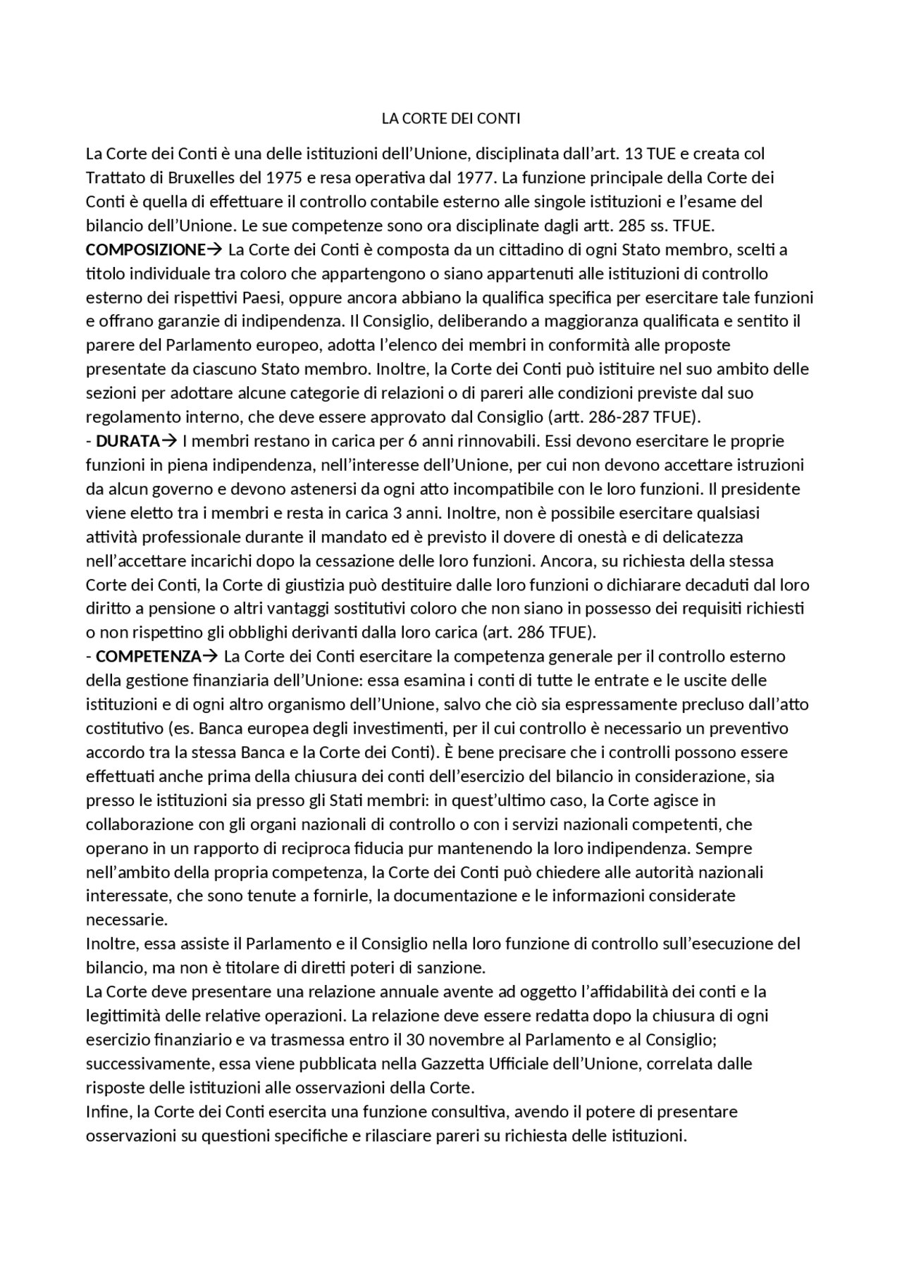 Sintesi Corte Dei Conti Docsity