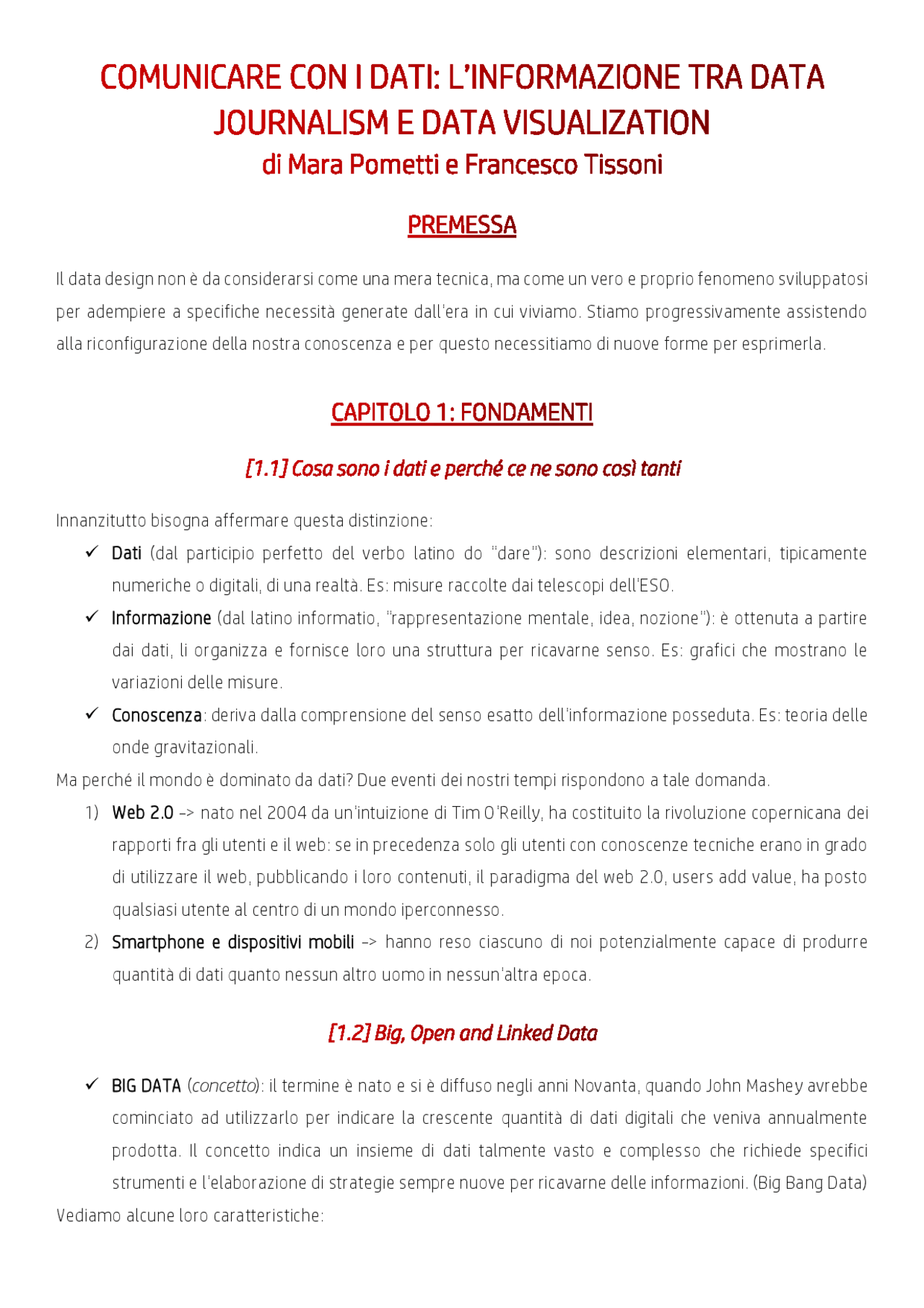 Riassunto Comunicare Con I Dati Linformazione Tra Data Journalism E