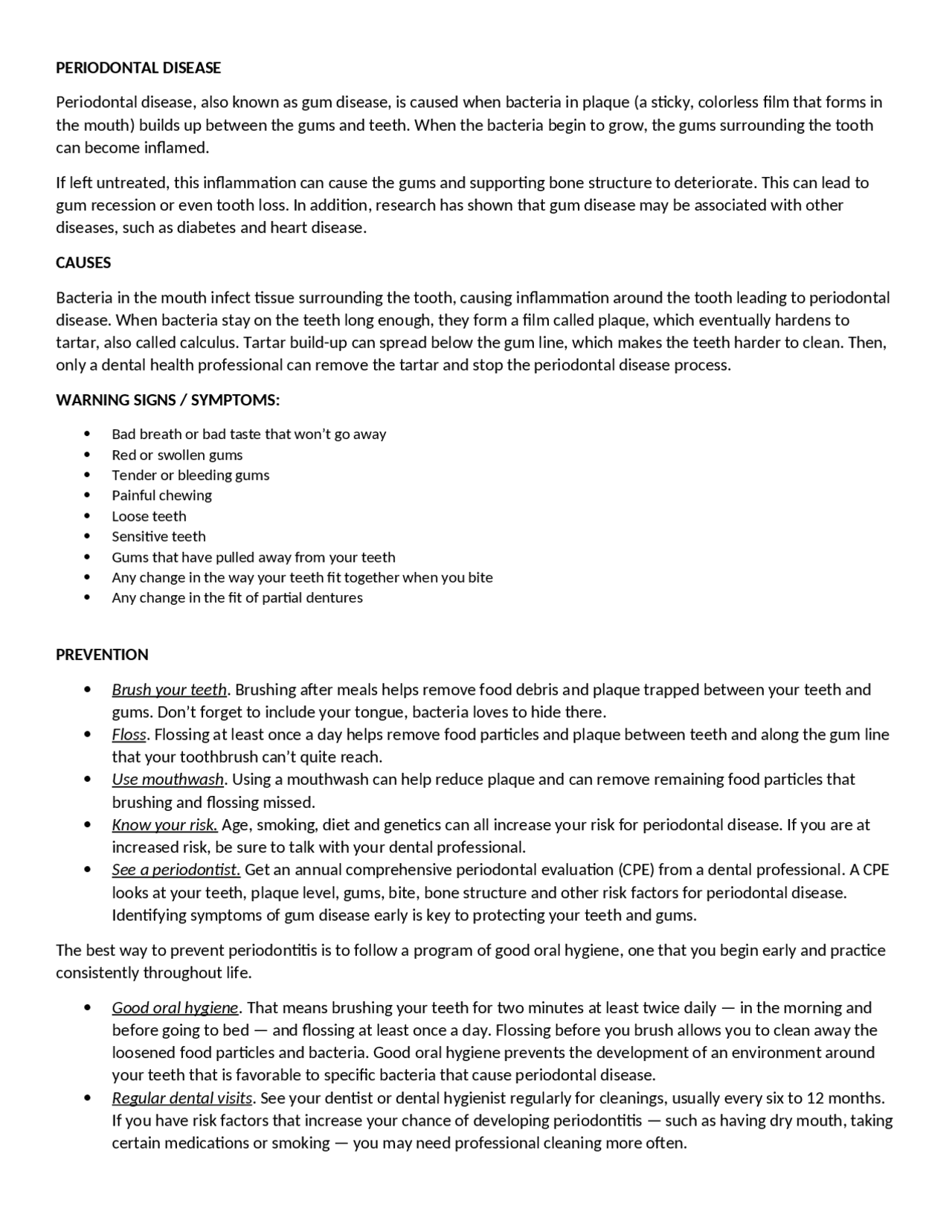 The Periodontal Disease - Docsity