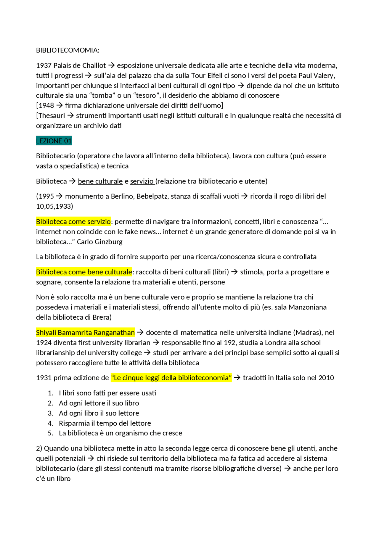 Appunti Di Biblioteconomia 20202021 Docsity