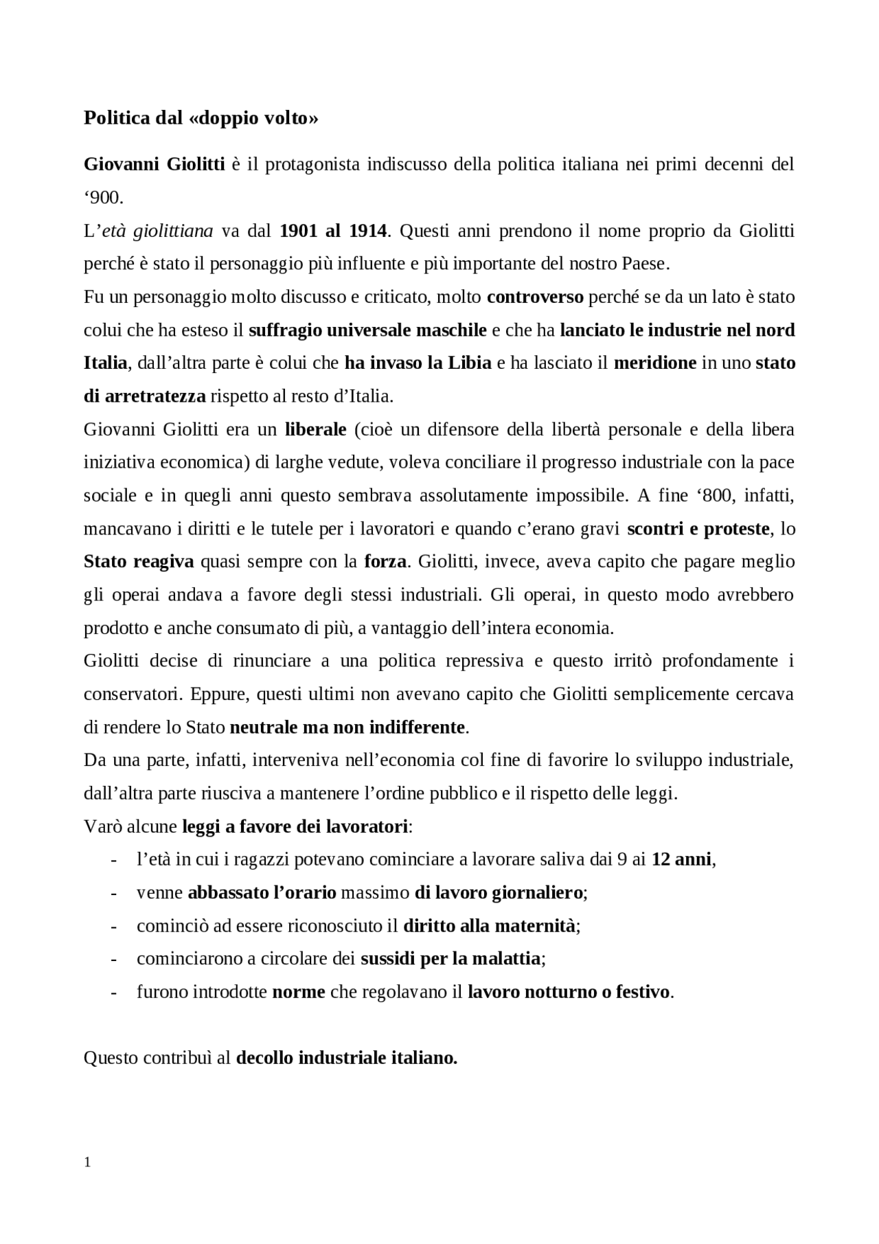 Letà Giolittiana Riassunto Appunti Di Storia Docsity