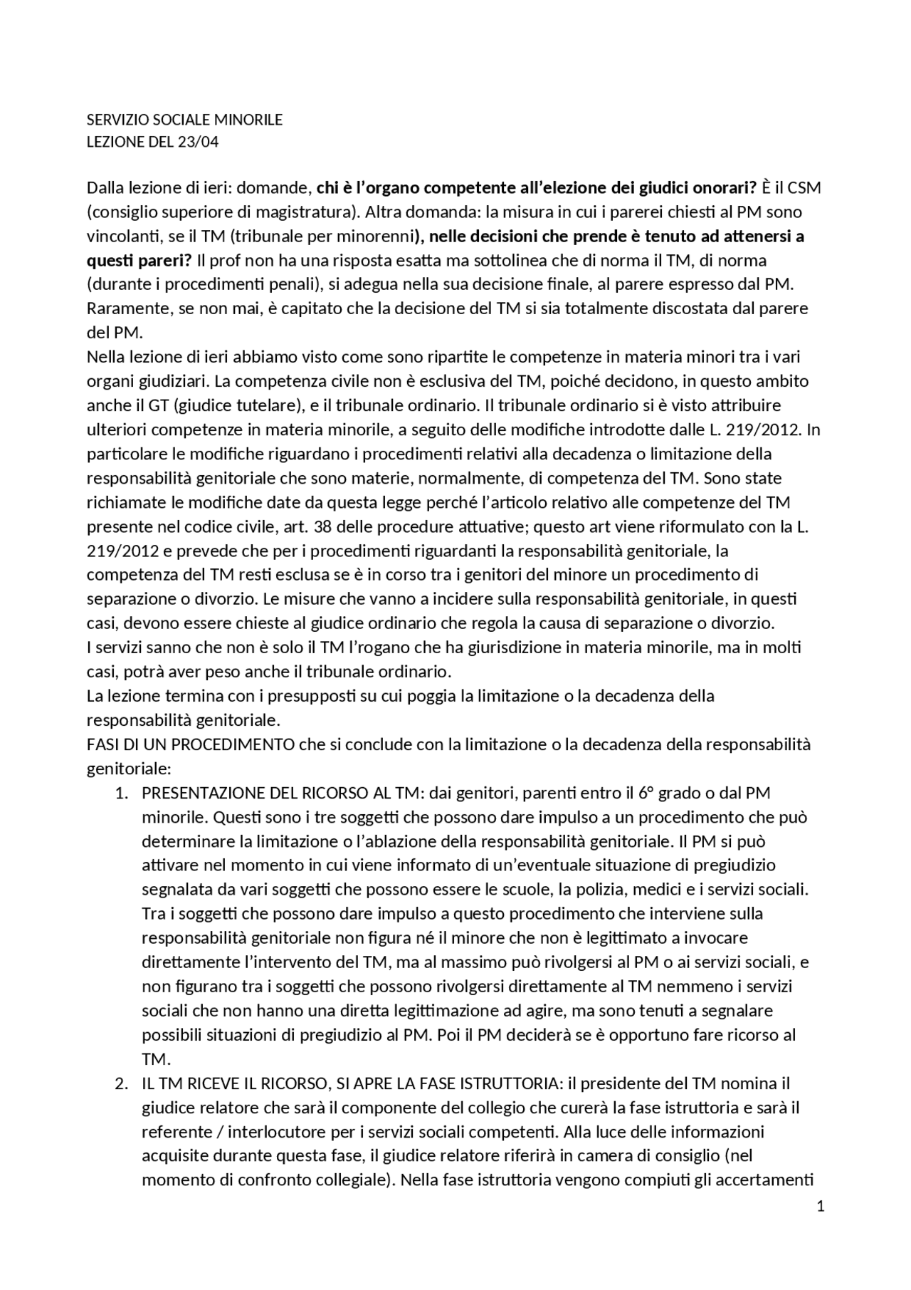 Lezione Di Servizio Sociale Minorile Docsity