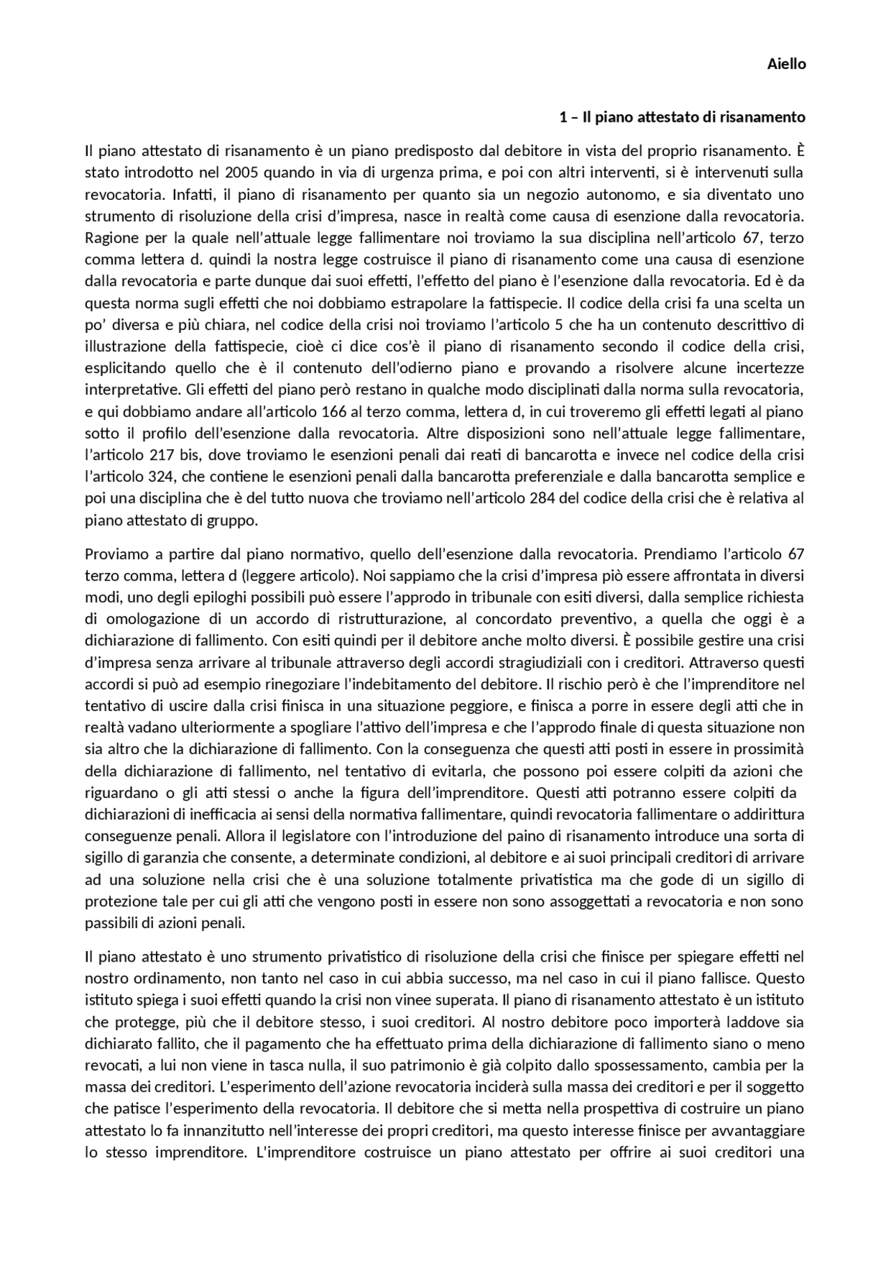 Diritto Delle Procedure Concorsuali Prima Parte Docsity