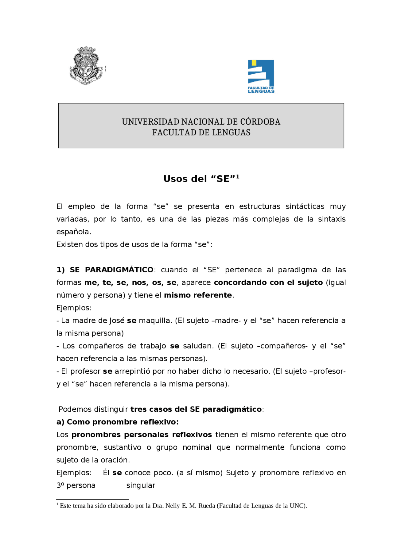 ¿COMO SE UTILIZA EL VERBO SE? - Docsity