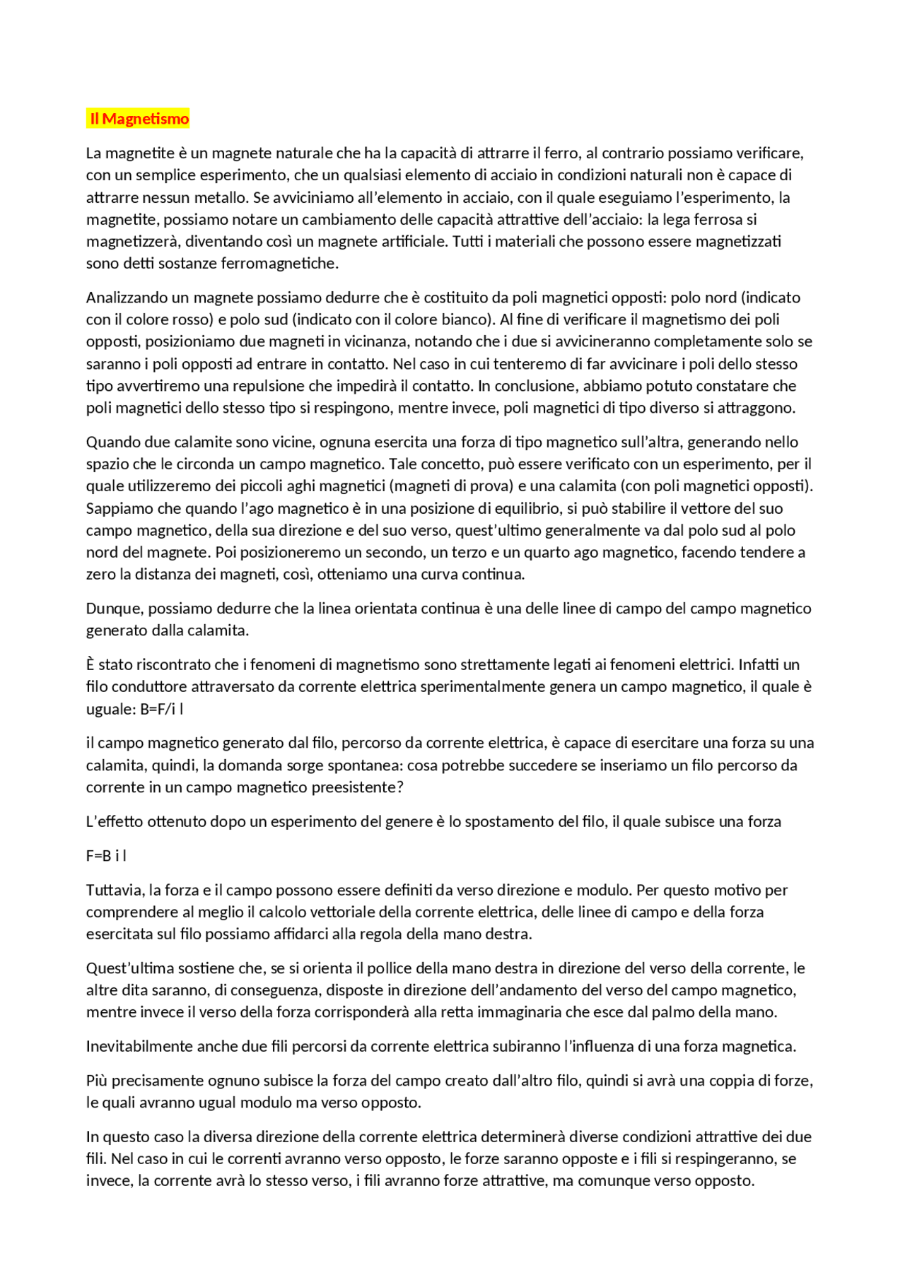 La Magnetizzazione e i Fenomeni Magnetici | Appunti di Fisica | Docsity